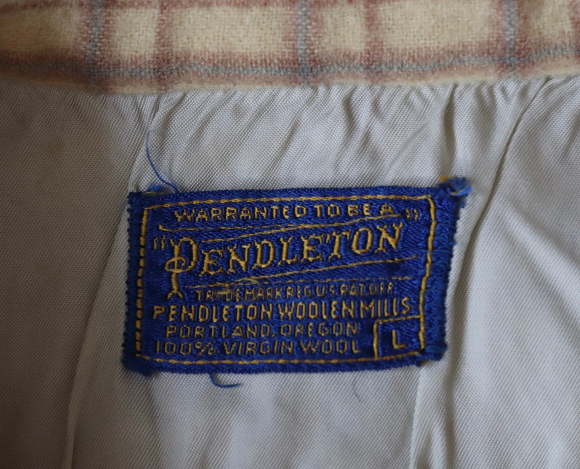 Vintage 1960s 60s Pendleton wool shirt cream grey brown plaid checked board shirt surf Ivy ...