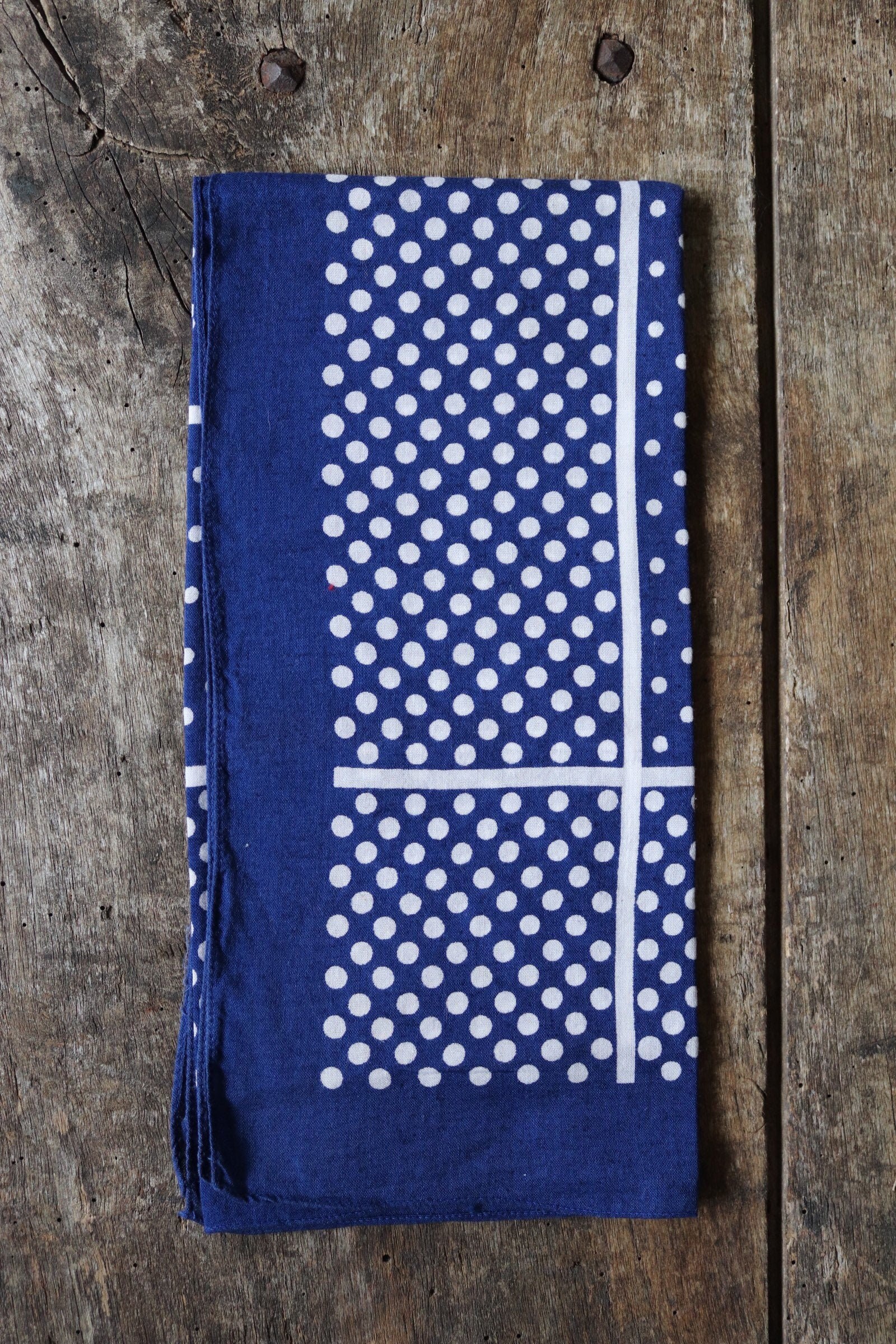 Vintage indigo blue spotted spotty bandana pocket square neckerchief 23 ...
