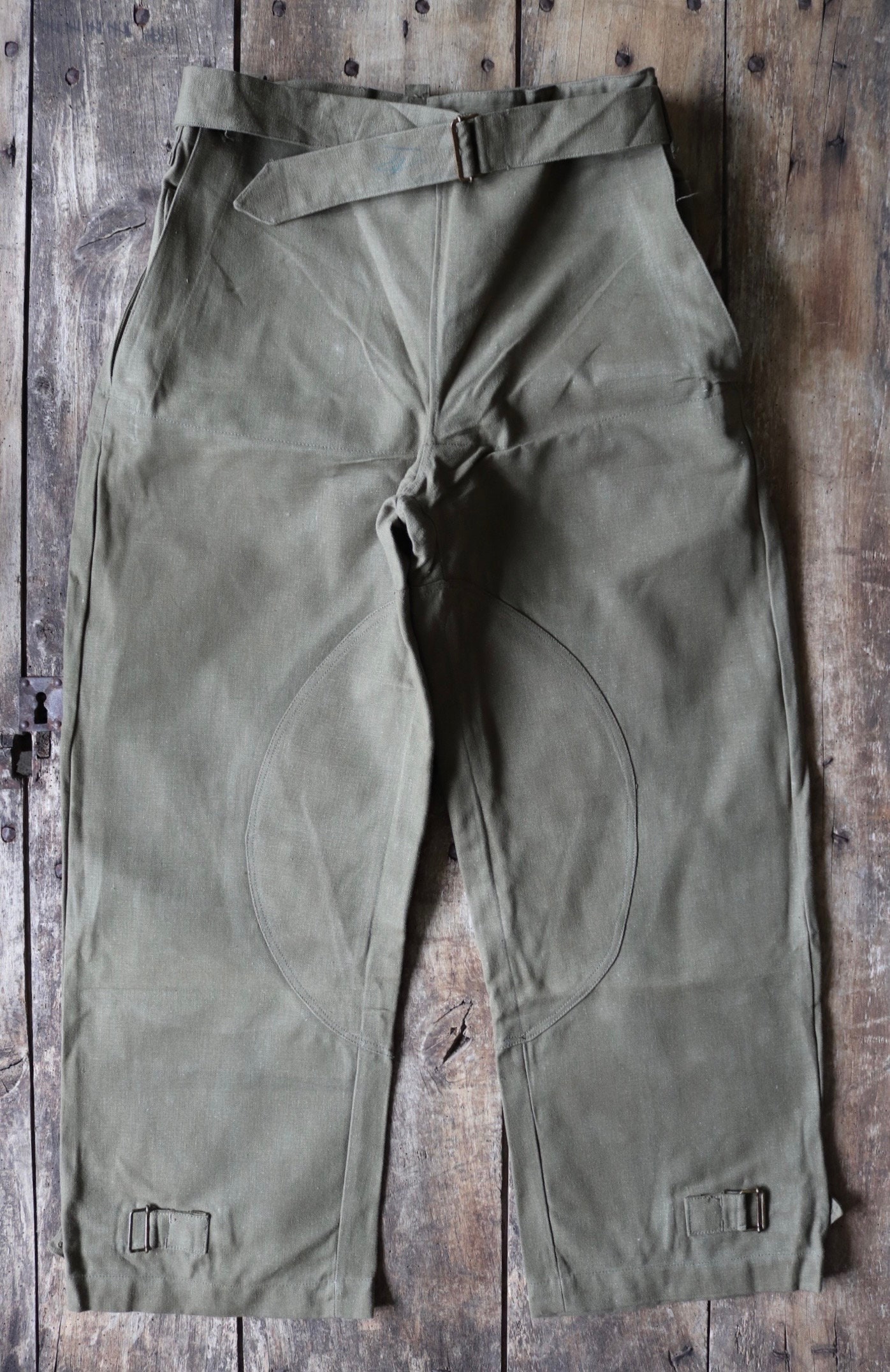 Vintage 1940s 40s 1950s 50s French khaki green cotton canvas dispatch ...