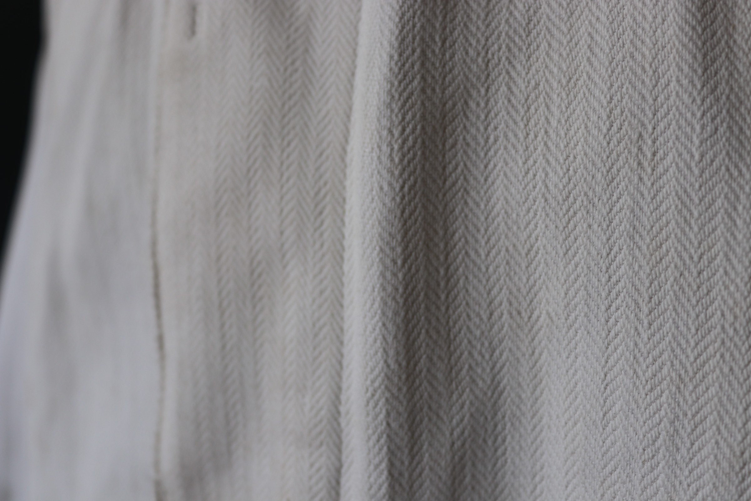 Vintage 1950s 50s French butchers white herringbone linen hooded ...