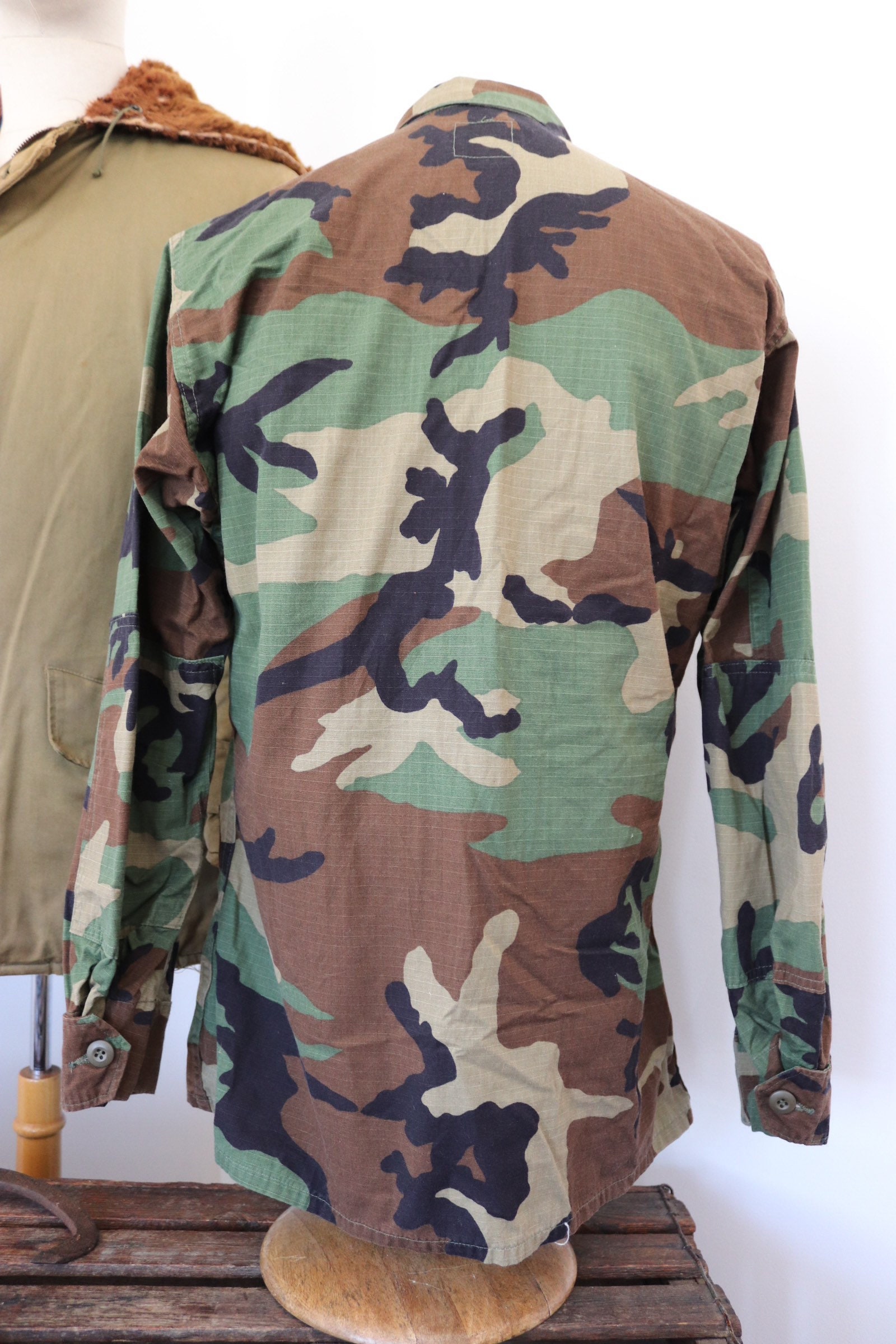 Vintage 1990s 90s US Navy USN camo camouflage woodland field shirt ...