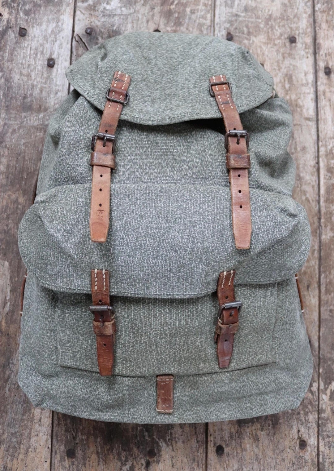 Vintage 1950s 50s Swiss Army Military Salt Pepper Rucksack Backpack ...