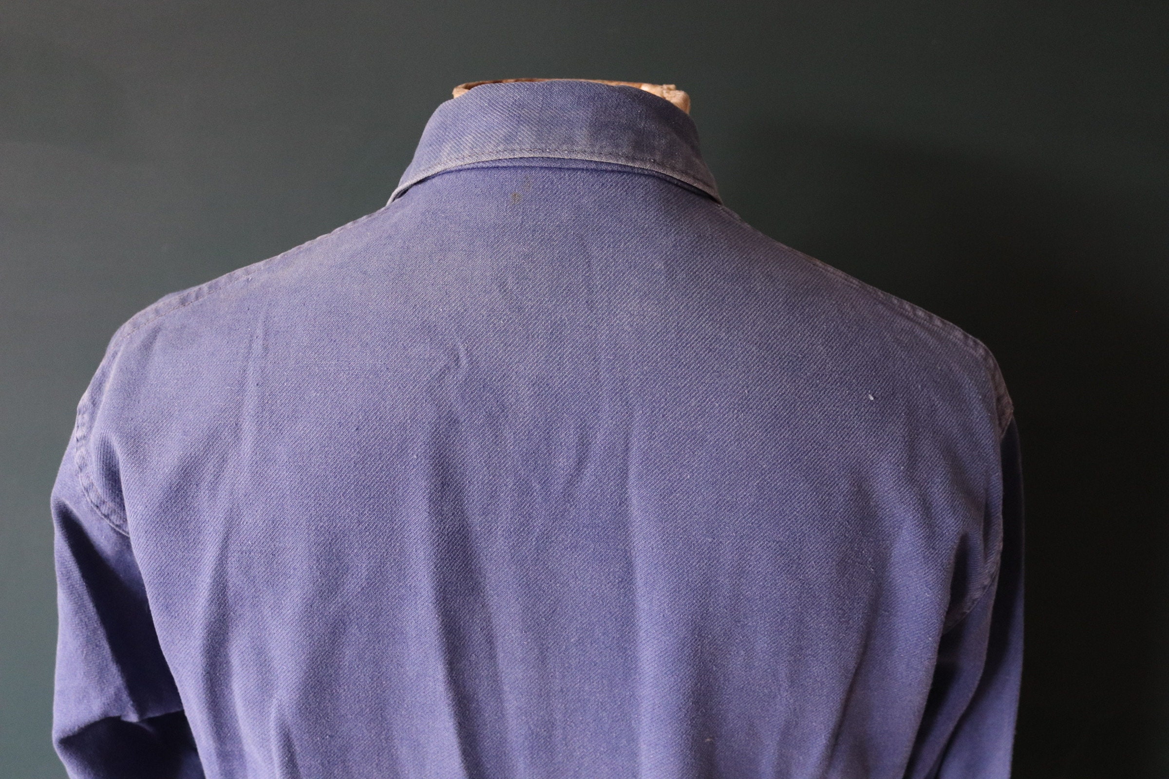 Vintage 1960s 60s French blue work jacket workwear chore faded 44 ...