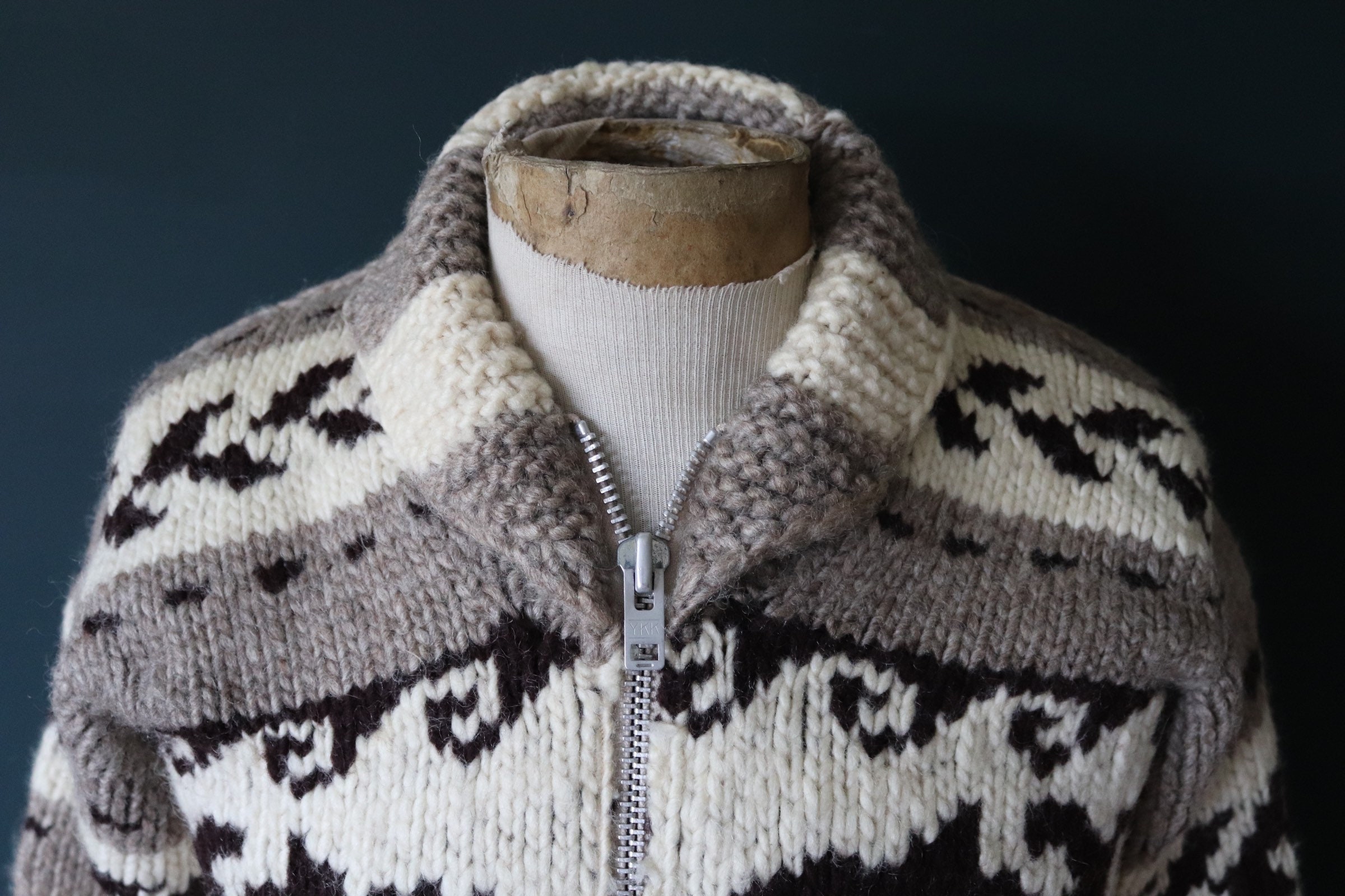 Vintage 1970s 70s chunky knitted wool cowichan sweater Vintage 1970s 70s chunky knitted wool cowichan sweater