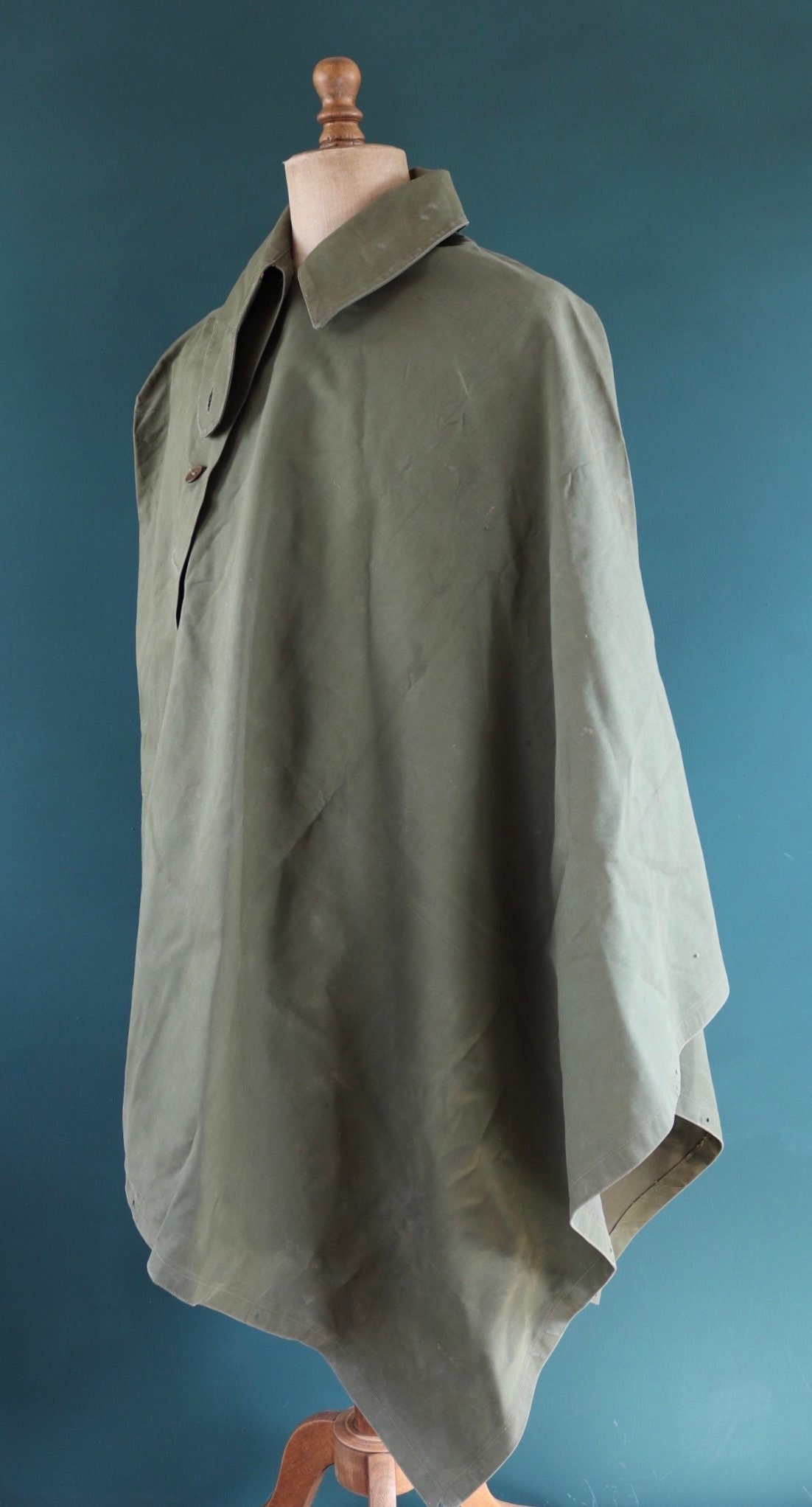 Vintage 1950s 50s British army khaki green gas cape rainproof ...