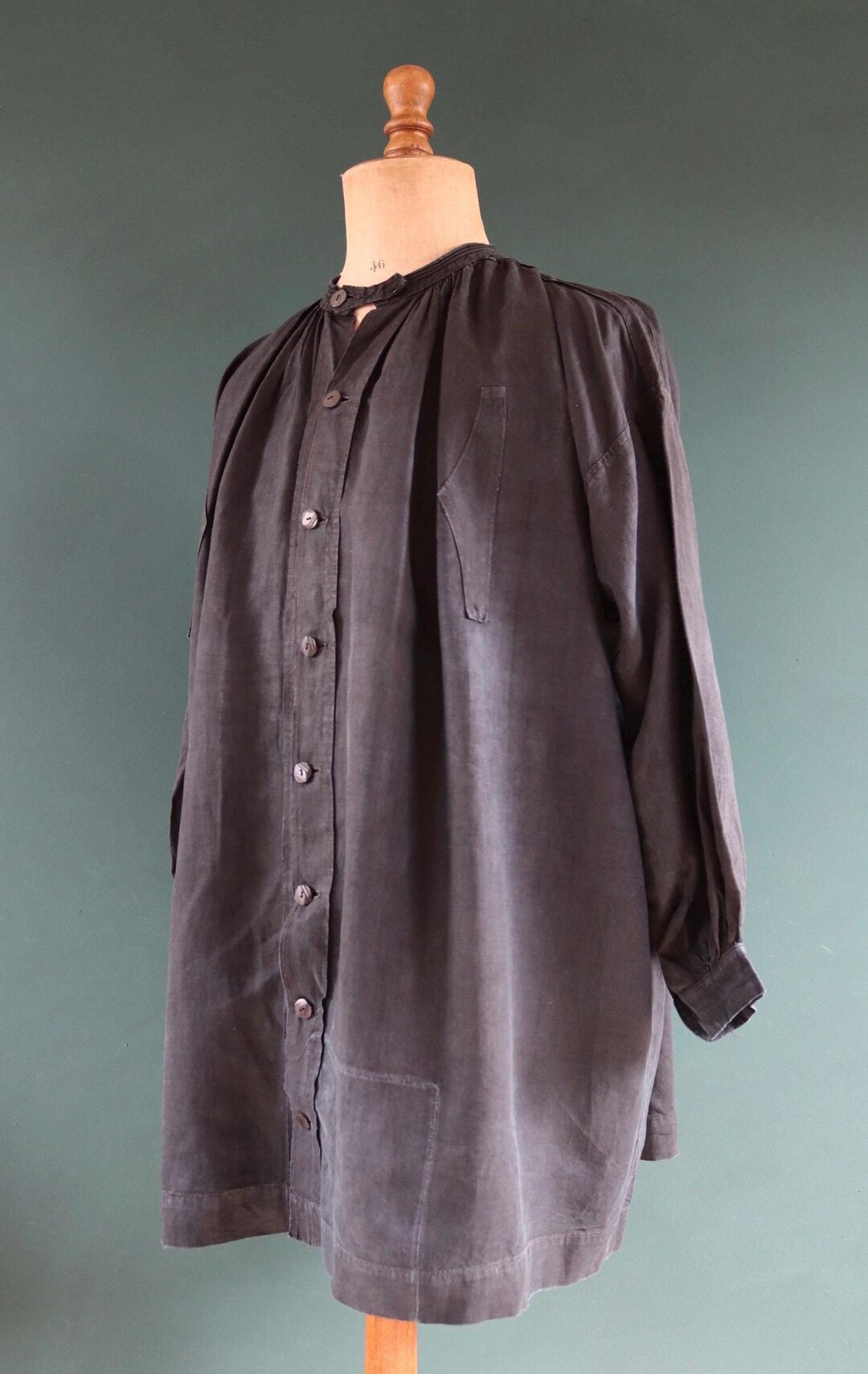 Antique French Workwear Smock - 1800s 1900s Indigo Blue Cotton Biaude ...