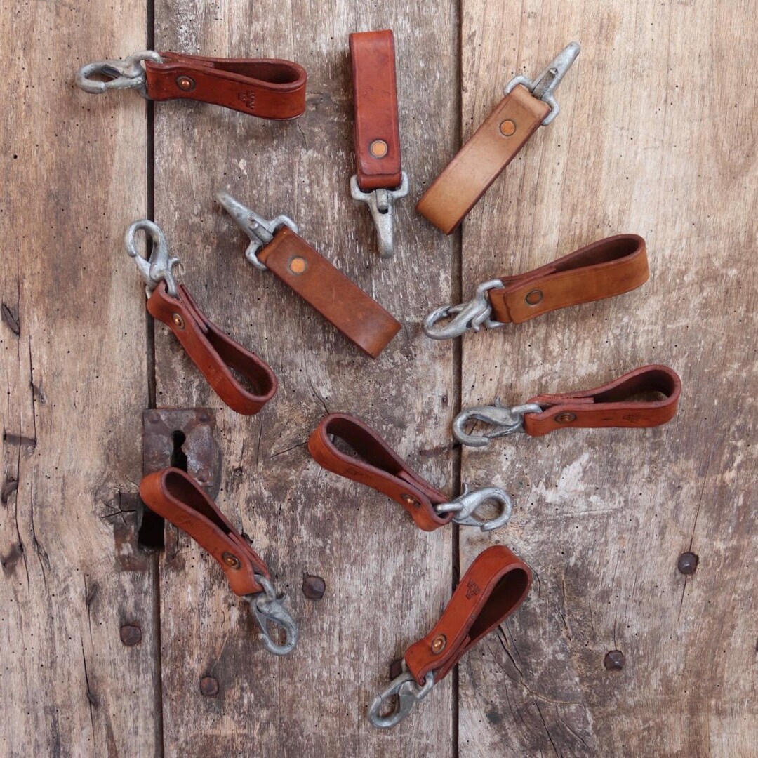 Vintage Leather Key Fob - 1940s Swedish Military Carabiner - Hand Made ...