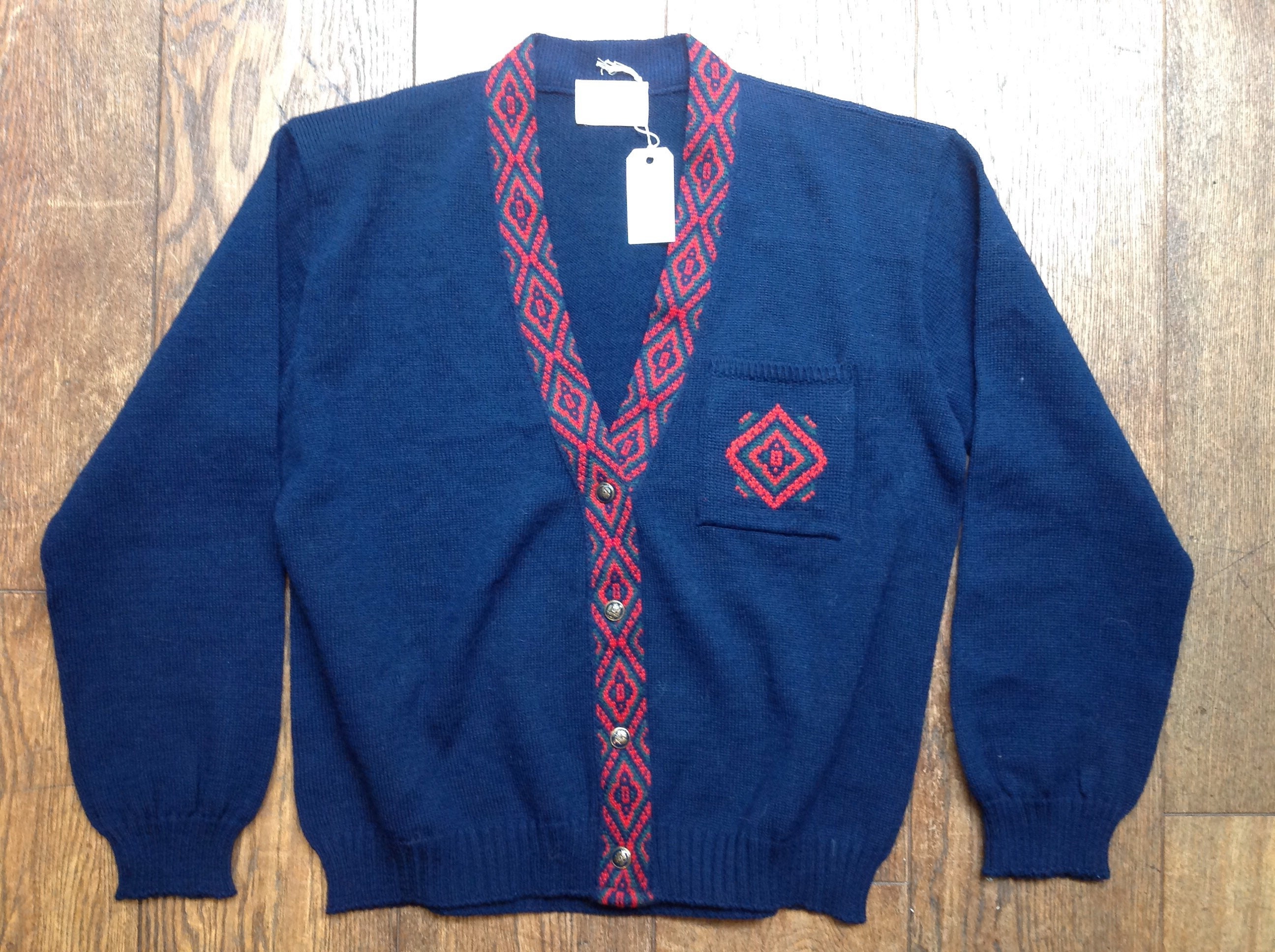 Vintage dark navy blue womens Pendleton cardigan sweater v neck 100% ...
