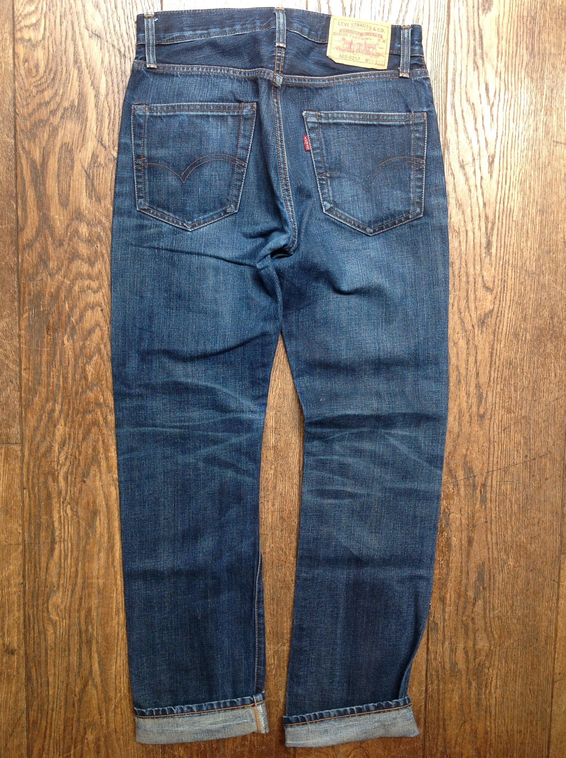 Vintage Levis LVC 505 indigo blue denim jeans big capital e Vintage Levis LVC 505 indigo blue denim jeans big capital e