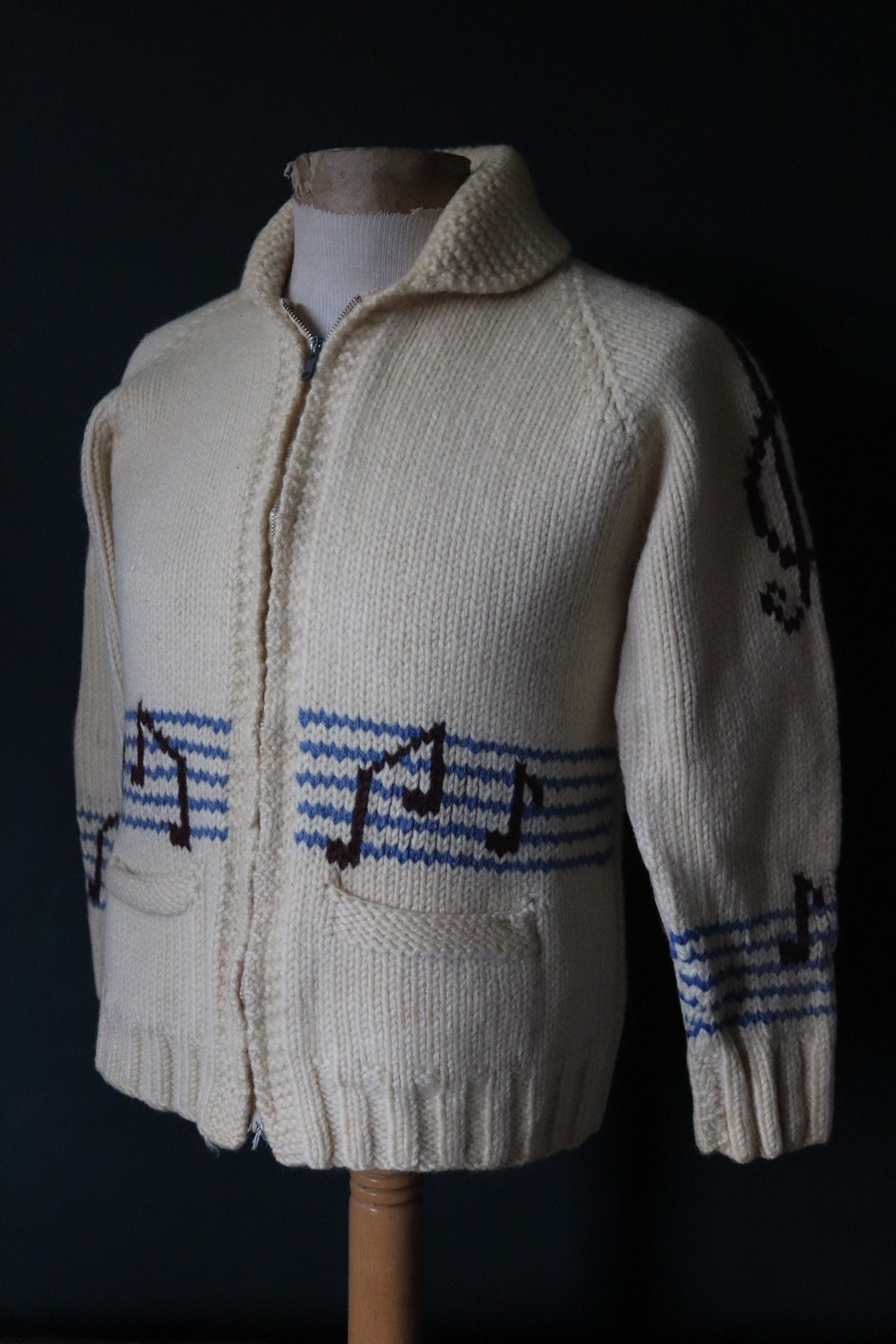 Vintage 1960s 60s Hand Knitted Novelty Western Dancers Thick Wool ...