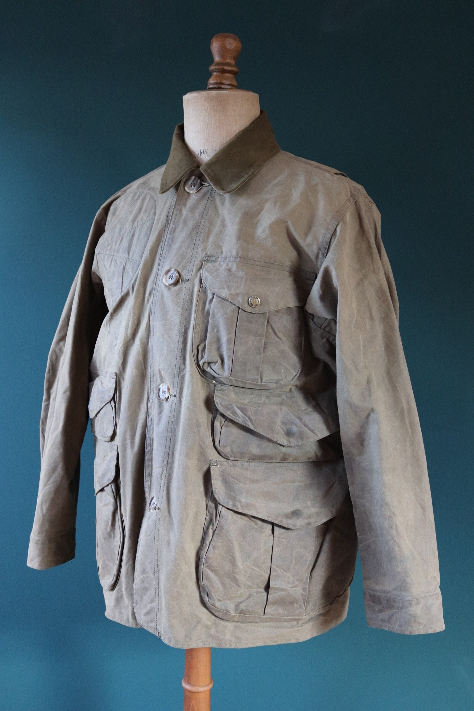 Vintage CC Filson tin cloth waxed jacket 49” chest workwear work chore ...