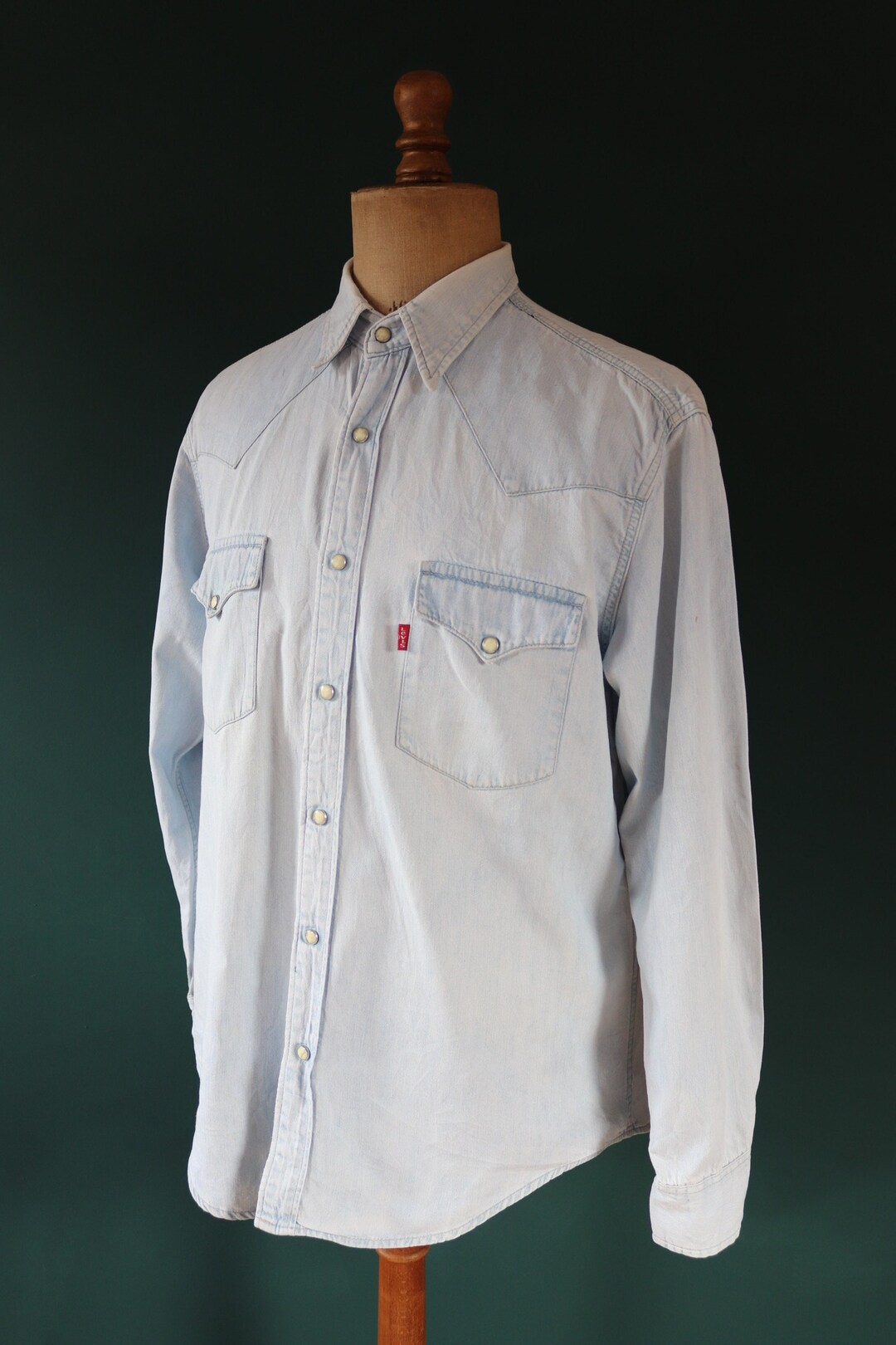 Vintage Levis Levi Strauss Pale Blue Chambray Denim Shirt Cowboy ...