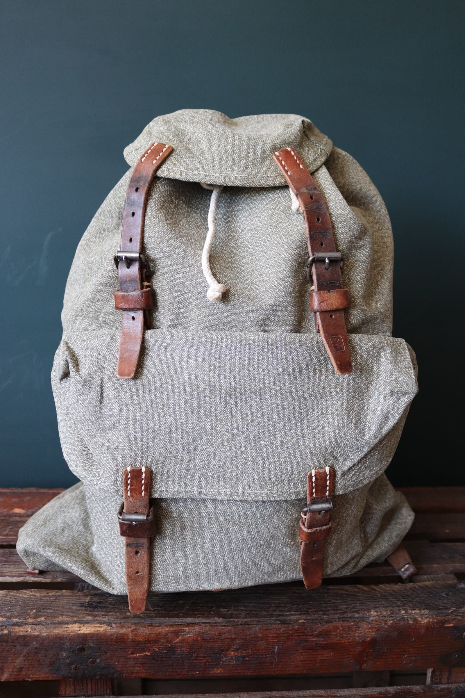 Vintage 1950s 50s Swiss army military salt pepper rucksack backpack ...