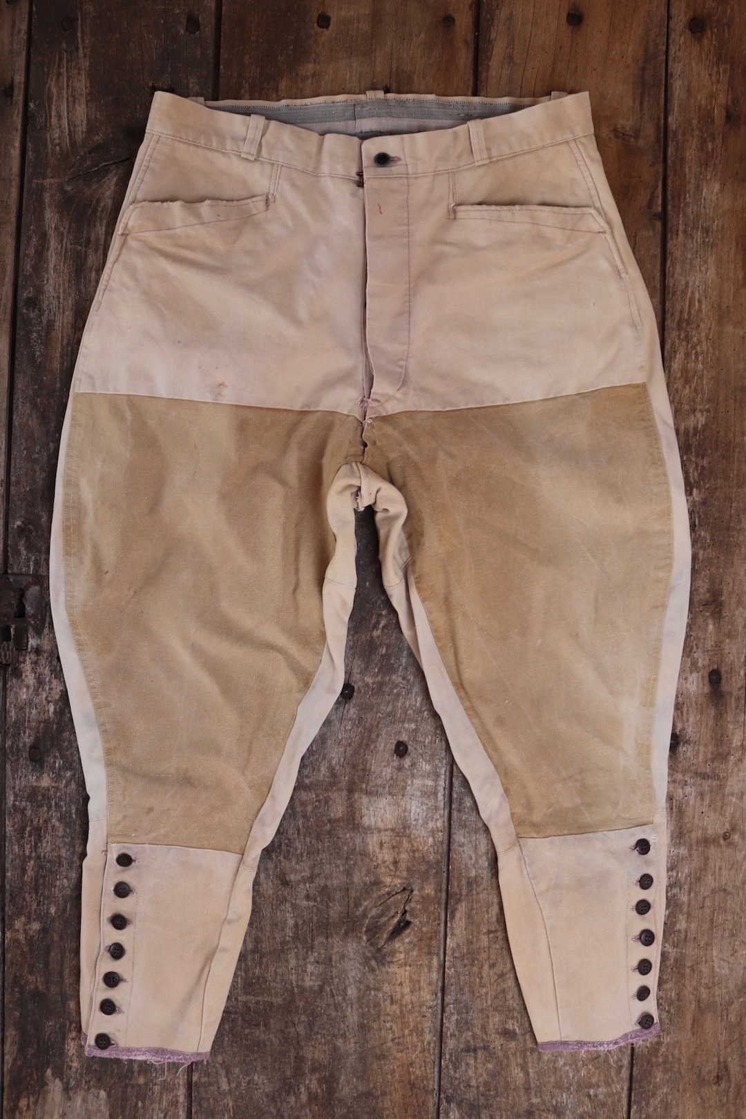 Vintage 1940s 40s 1950s 50s French Brown Cotton Canvas Hunting Riding ...