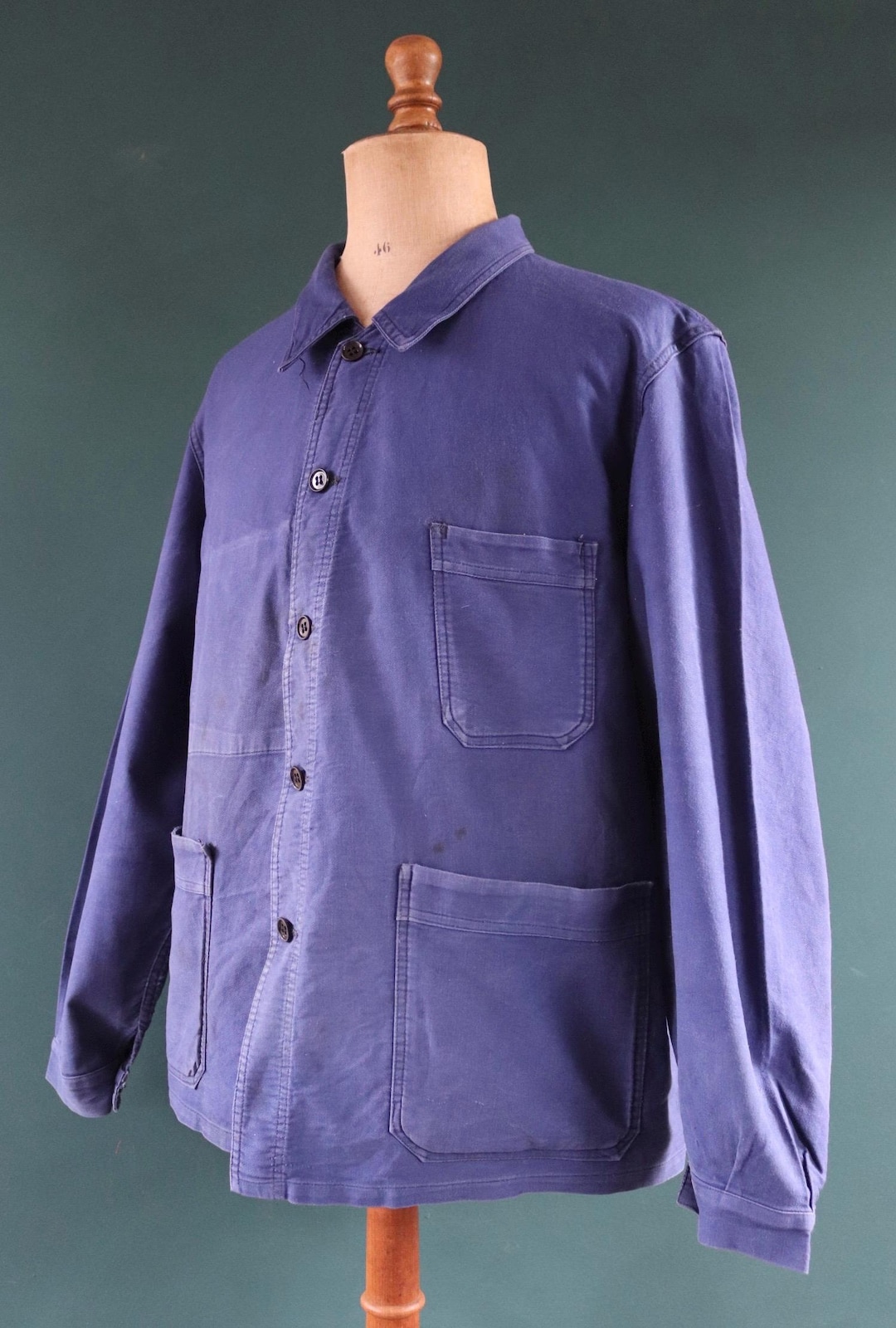 Vintage French Blue Work Jacket 1950s Workwear Chore 50” Chest Bleu De ...