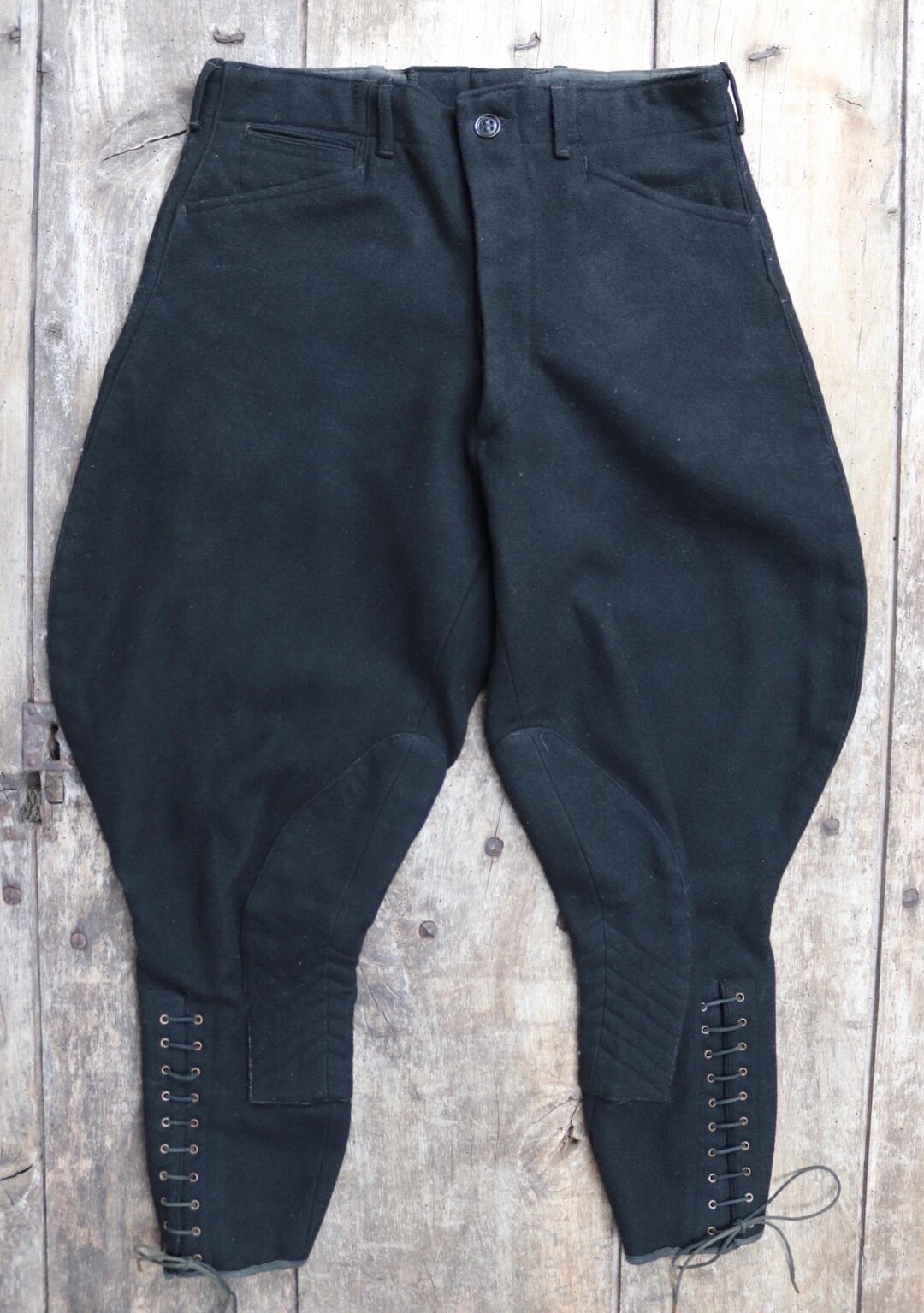 Vintage Jodhpurs Antique 1930s 1940s Black Wool Riding Hunting Breeches ...