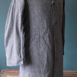 Vintage 1960s 60s Deadstock French Salt Pepper Grey Belted Work Coat ...
