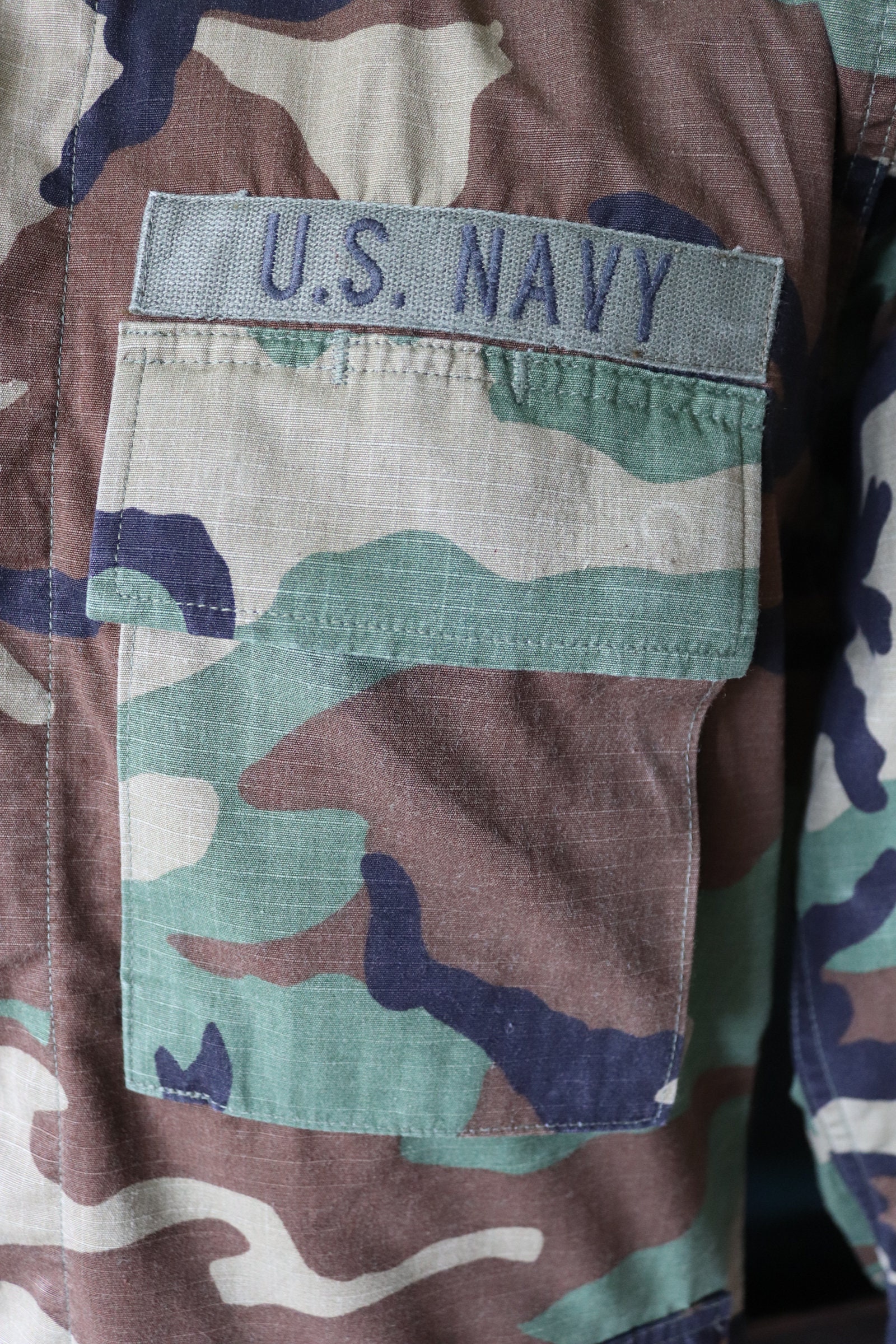 Vintage 1990s 90s US Navy USN camo camouflage woodland field shirt ...