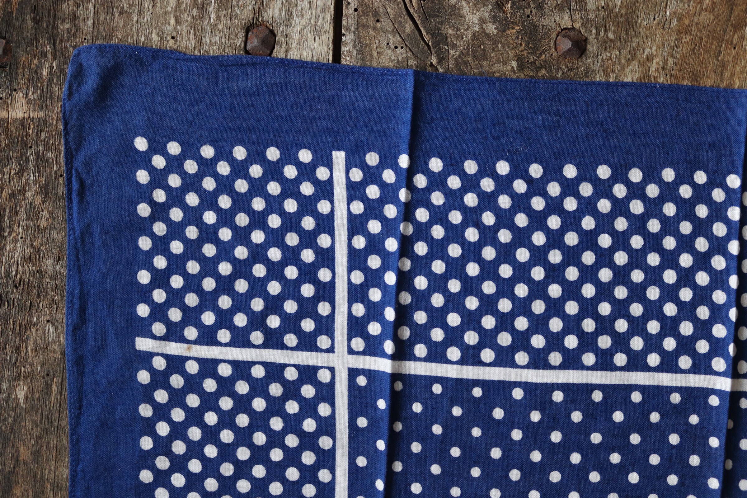 Vintage indigo blue spotted spotty bandana pocket square neckerchief 23 ...