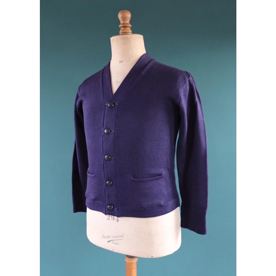 Vintage Wool Varsity Sweater - 1950s Knitwear - Ivy Style - 36” Chest ...