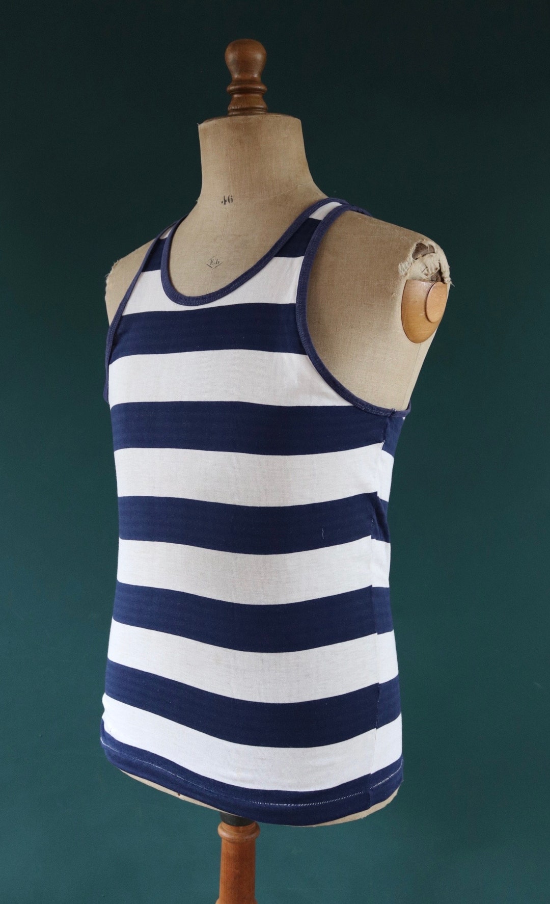 Vintage 1970s 70s Champion Navy Blue White Striped Singlet Running ...