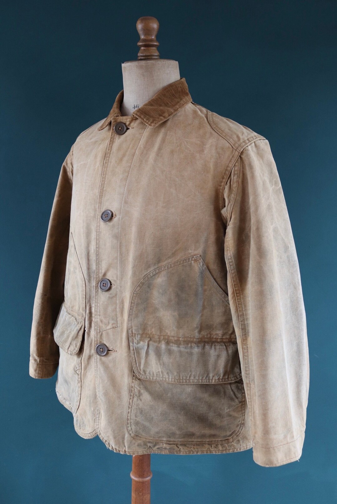 Vintage 1920s Hunting Jacket - Tin Cloth - Duck Cotton Canvas - 48 ...