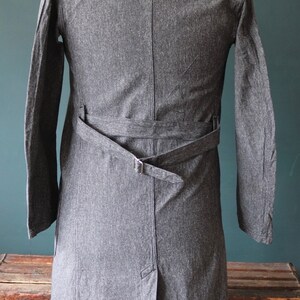 Vintage 1960s 60s Deadstock French Salt Pepper Grey Belted Work Coat ...