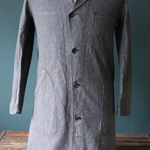 Vintage 1960s 60s Deadstock French Salt Pepper Grey Belted Work Coat ...