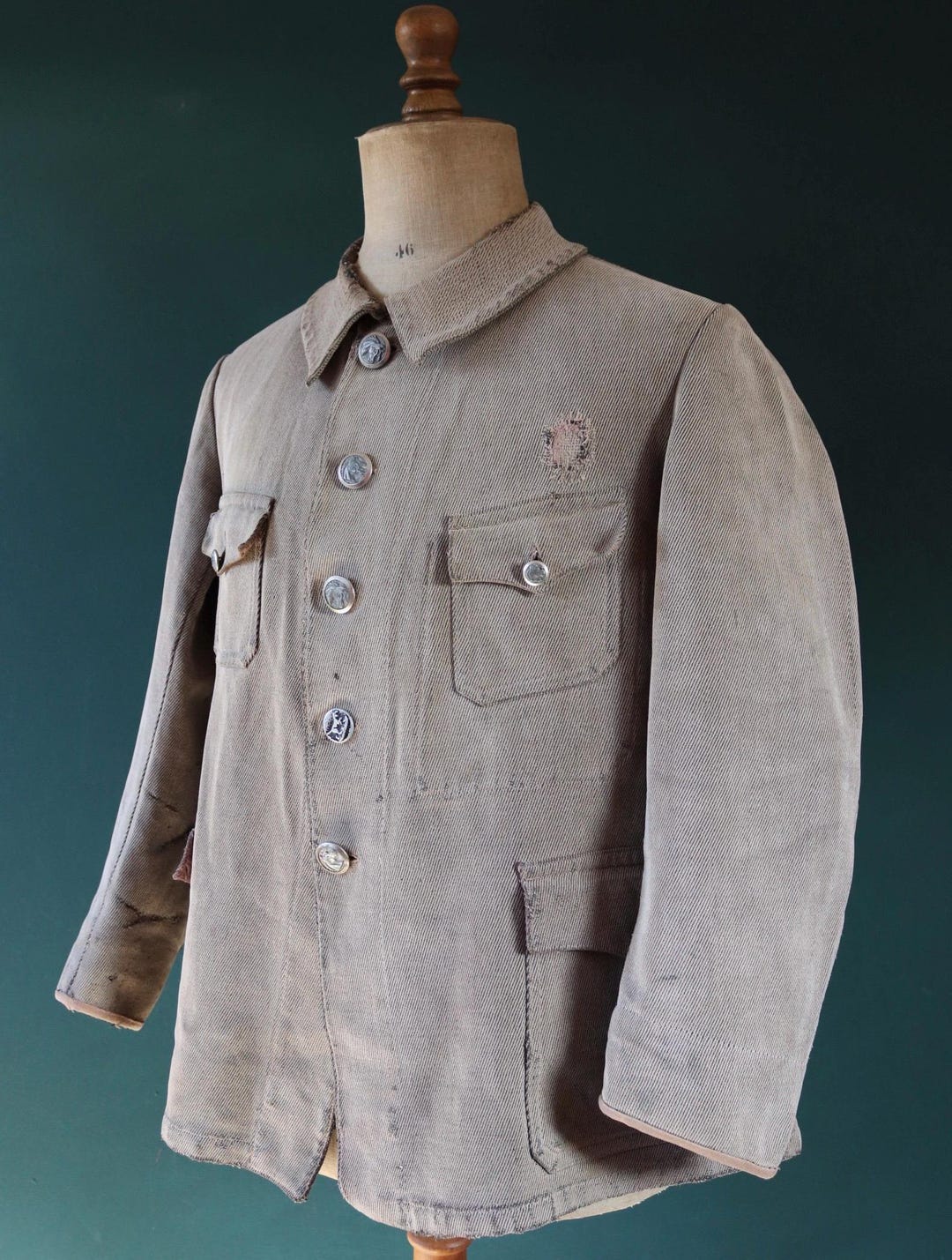 Vintage 1930s 40s French Hunting Jacket - Antique Workwear - 47” Chest ...