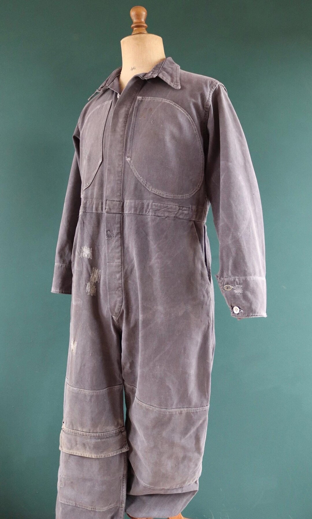 Vintage 1940s 40s 1950s 50s Swedish Black Cotton Denim Overalls ...