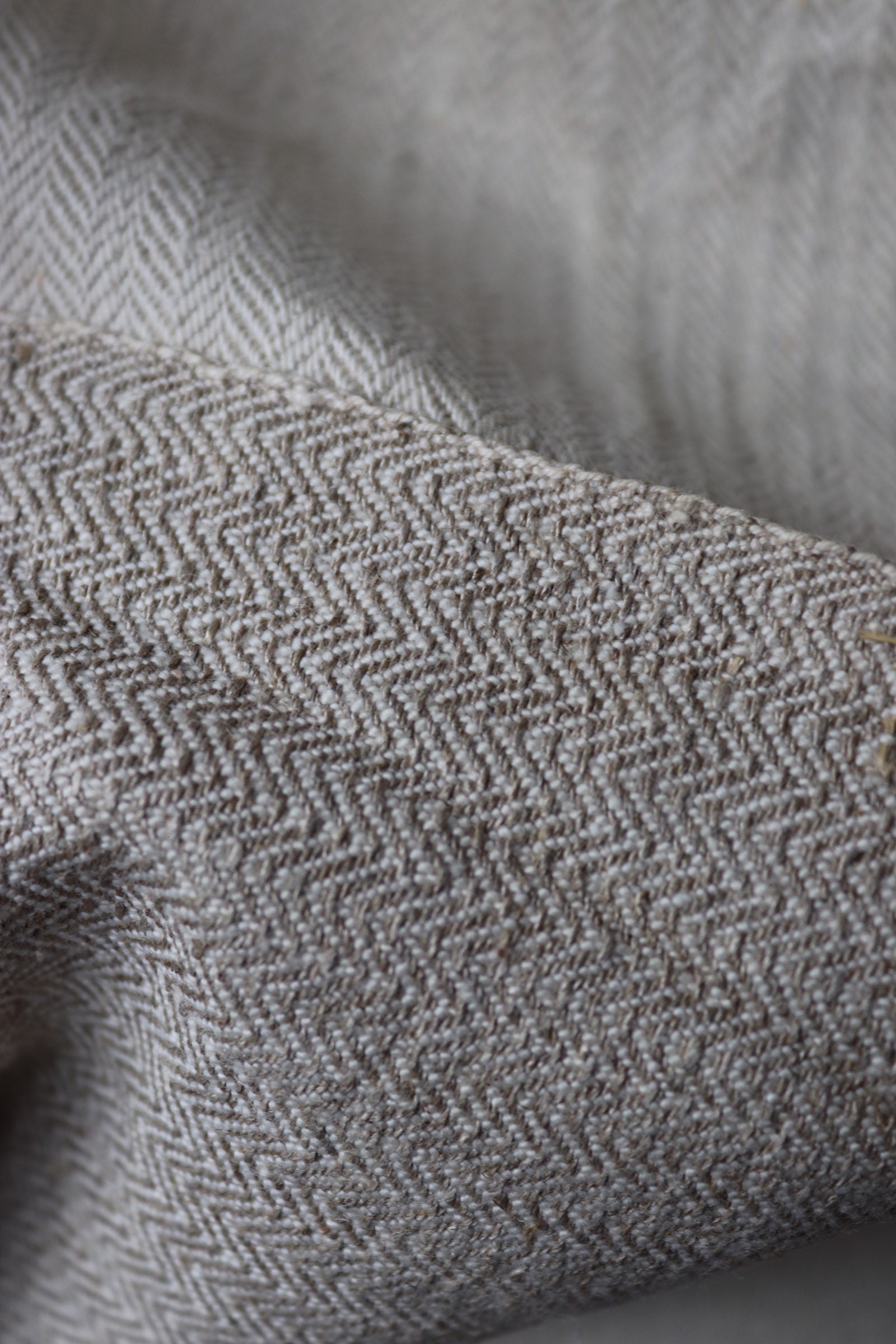 Vintage 1950s 50s French white herringbone linen butchers apron pinny ...