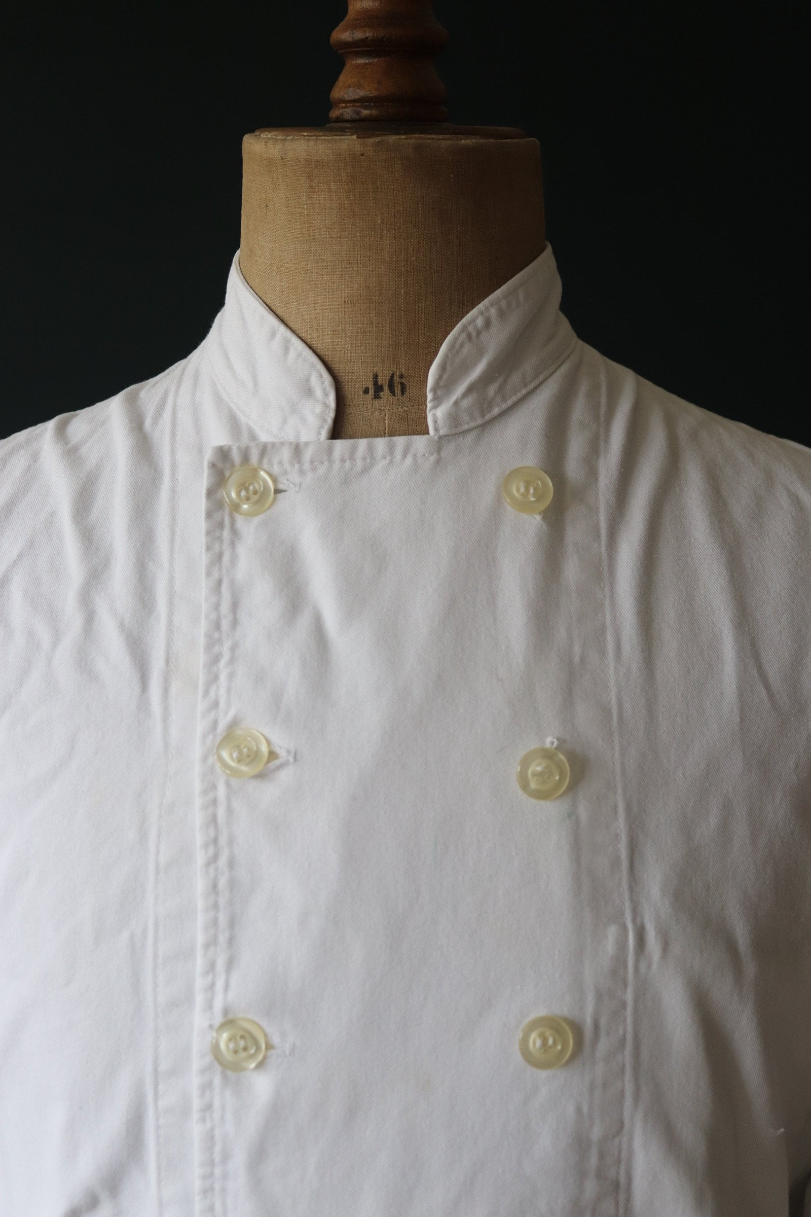 Vintage 1970s 70s French white cotton twill double breasted chefs ...