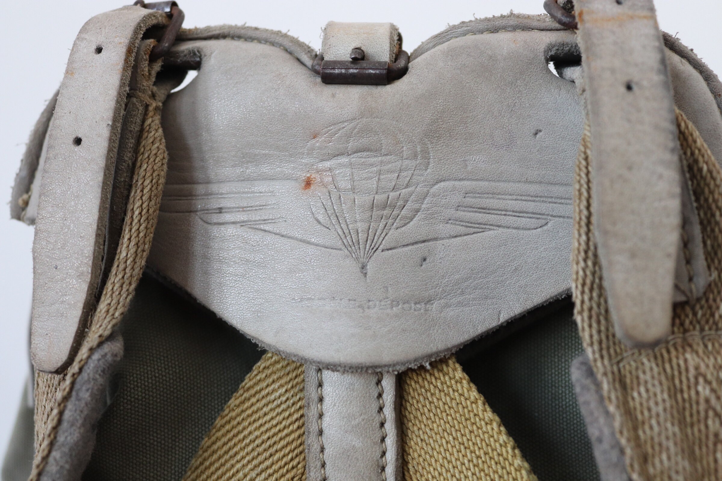 Vintage 1960s 60s french khaki green canvas leather rucksack backpack ...