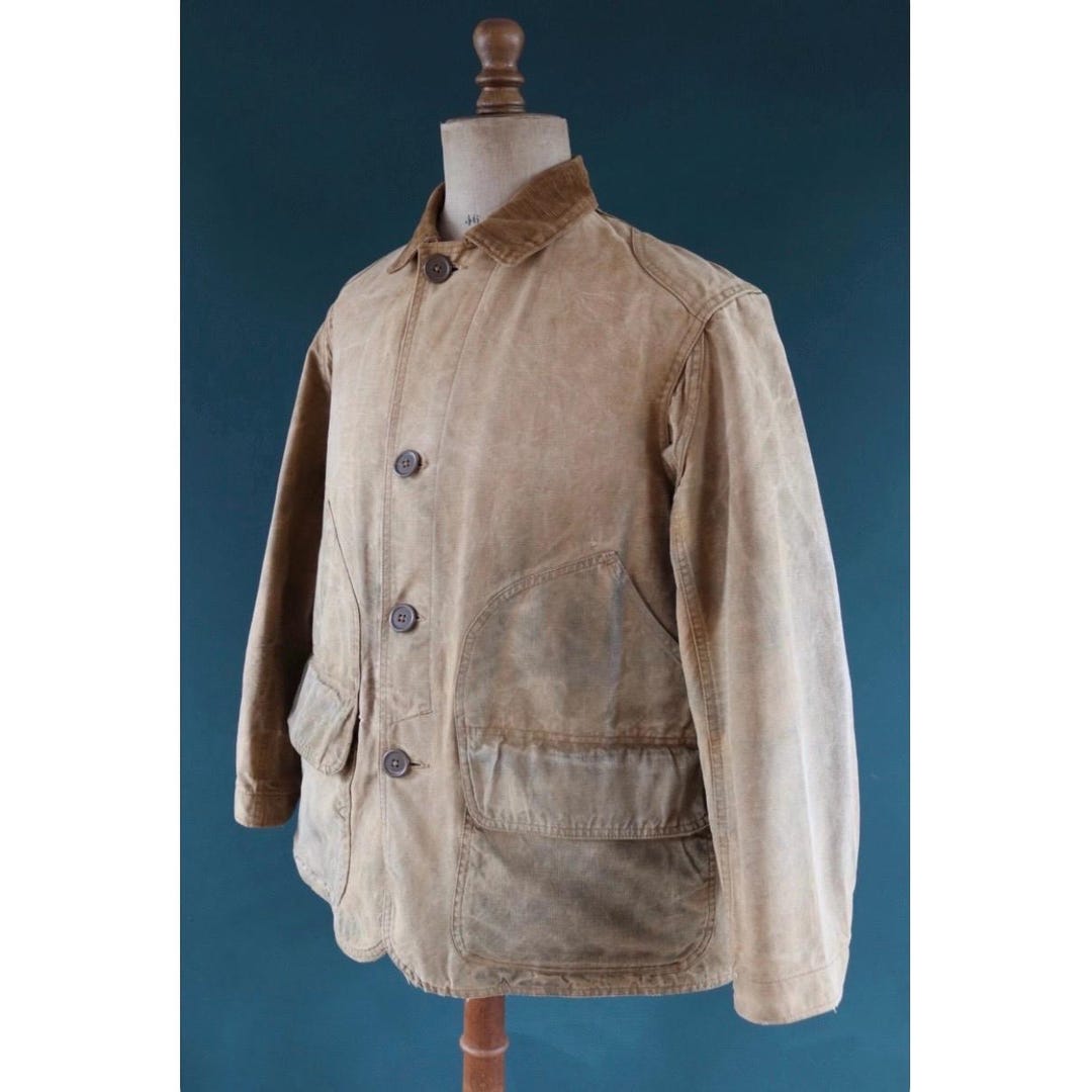 Vintage 1920s Hunting Jacket - Tin Cloth - Duck Cotton Canvas - 48 ...