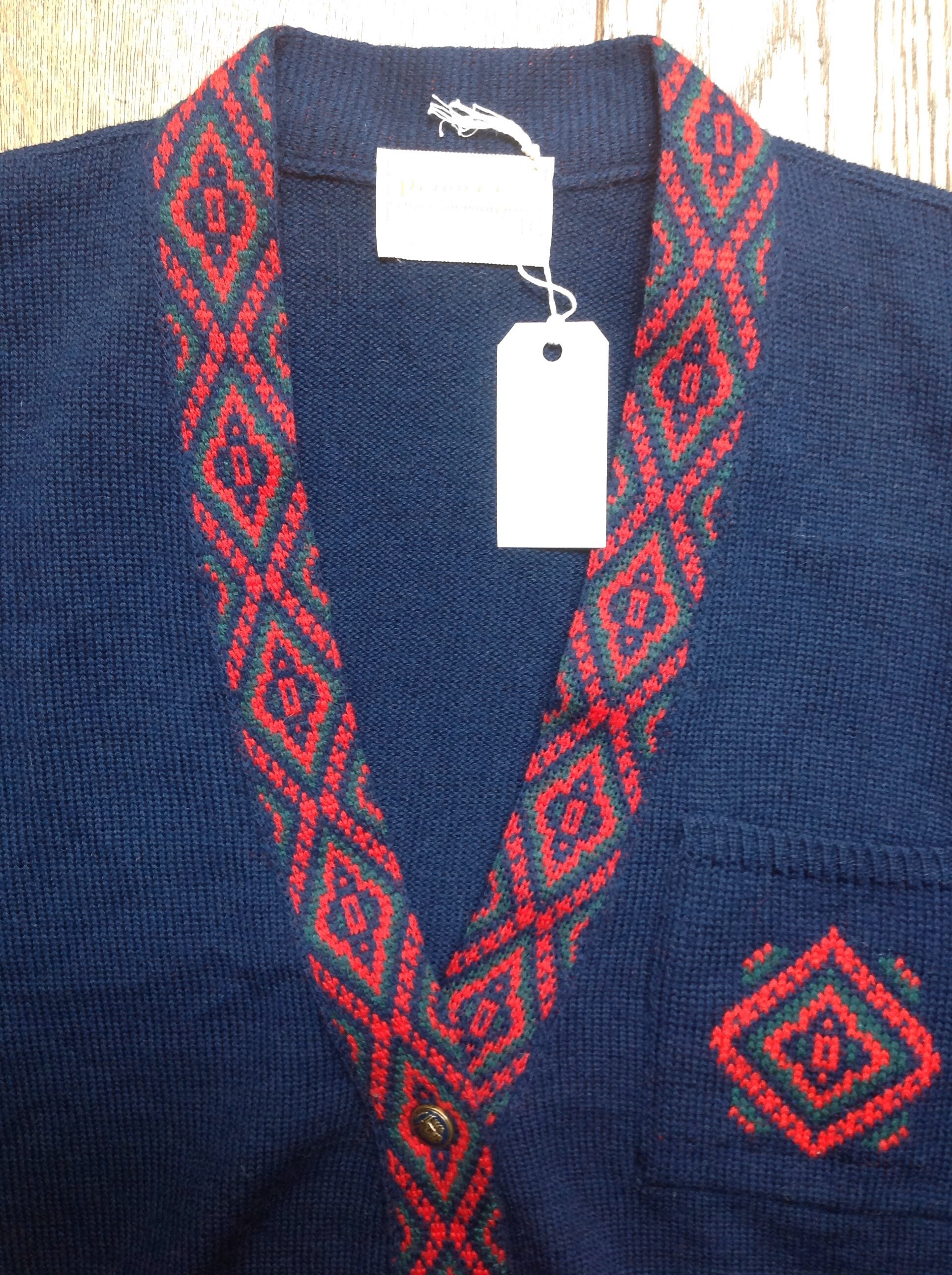 Vintage dark navy blue womens Pendleton cardigan sweater v neck 100% ...