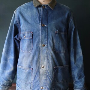 Vintage 1970s 70s 1980s 80s Sears Roebuck Blue Denim Blanket Lined Barn Chore Jacket Workwear ...