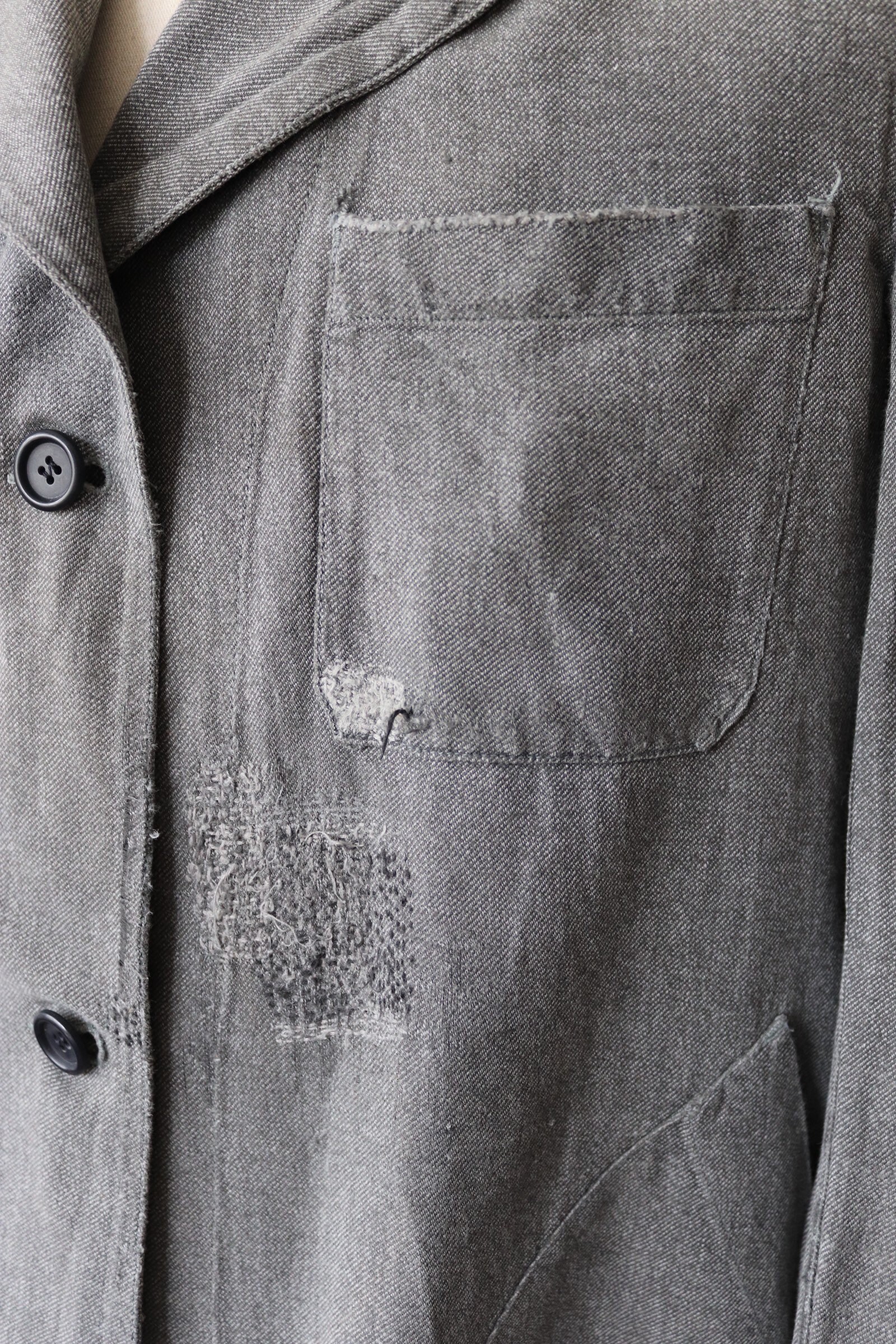 Vintage 1950s 50s French salt pepper grey work coat jacket overall ...