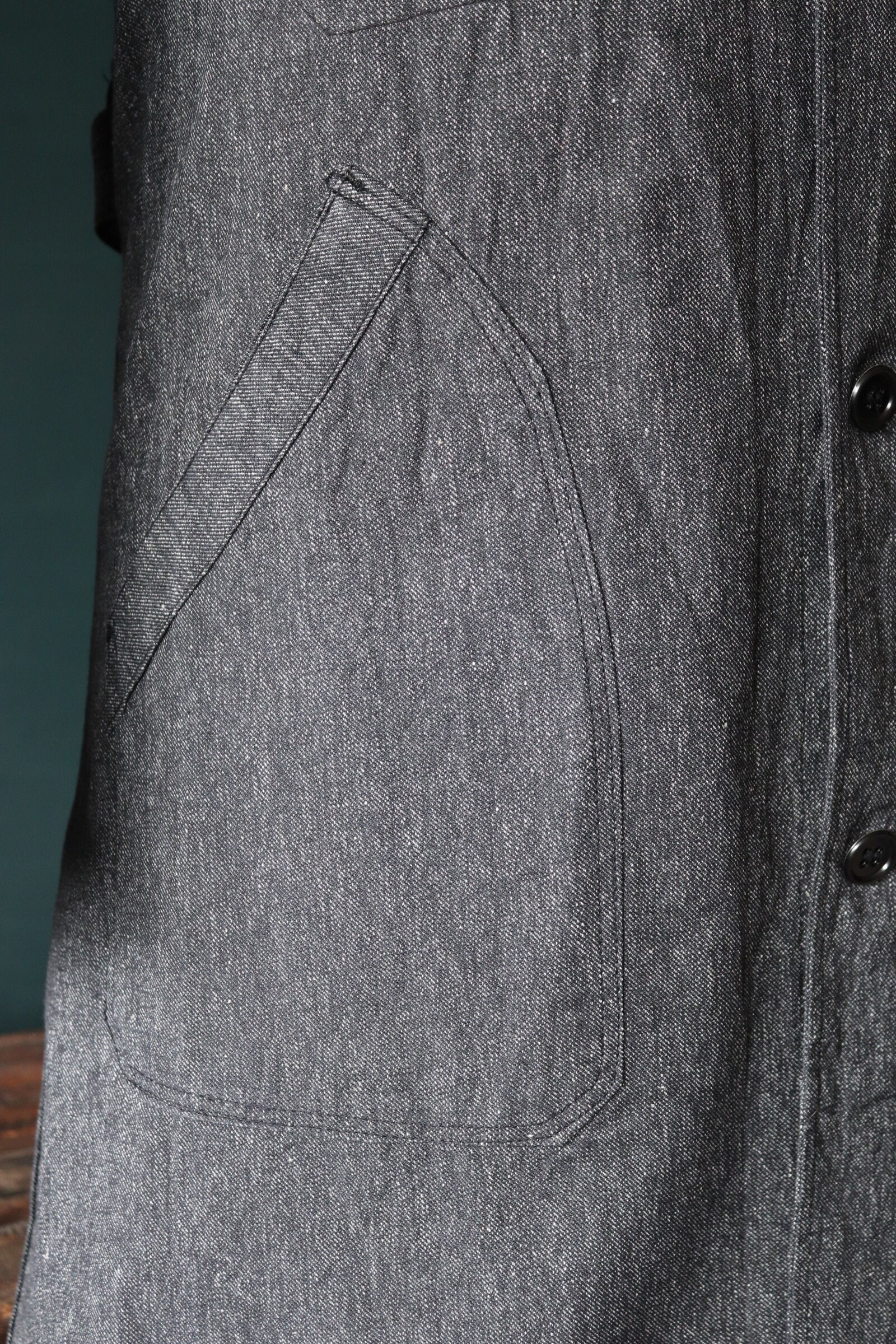 Vintage 1960s 60s deadstock French salt pepper grey belted work coat ...