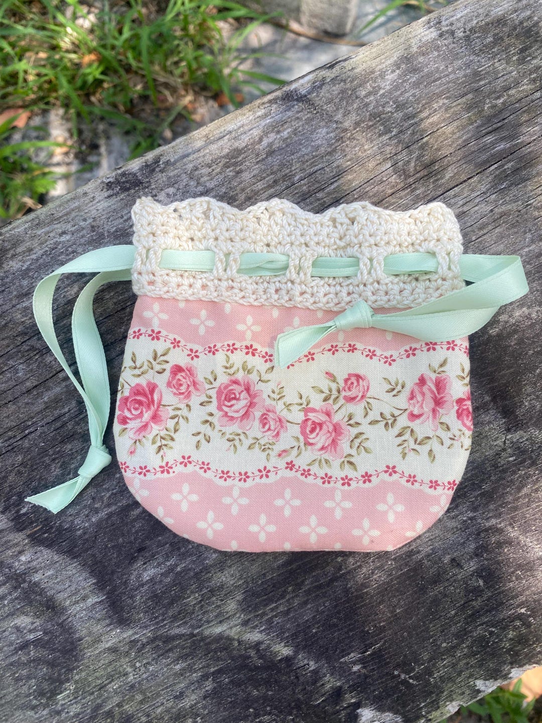 Dainty Rose and Lace Tiny Trinket Bag - Etsy