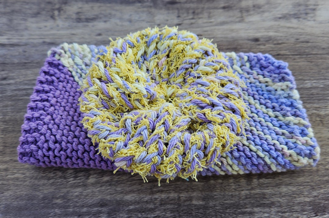Spring Swirl Dishcloth Scrubby Set, Violet Yellow Loom Scrubbie ...