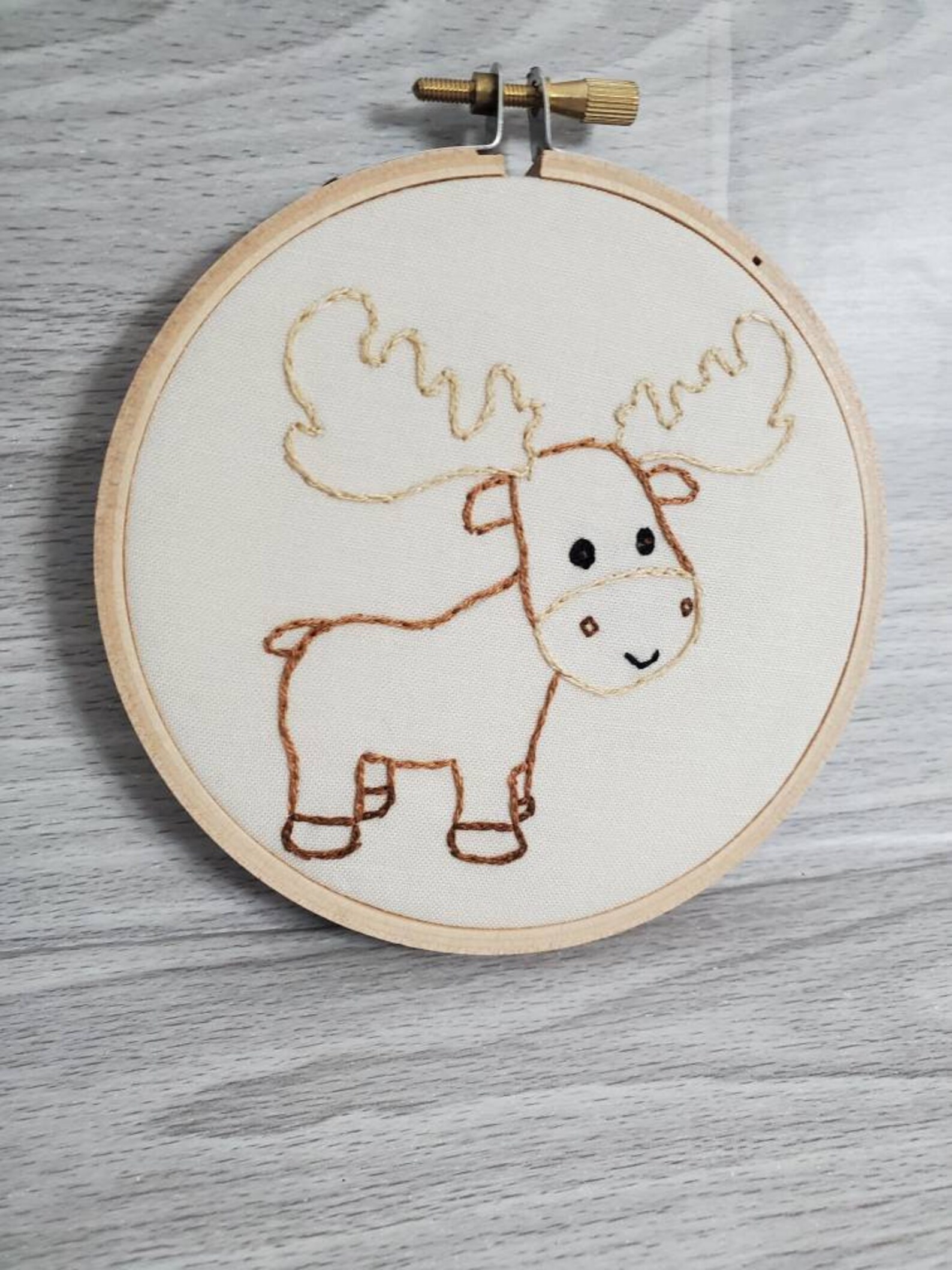 Moose Embroidery Ornament Embroidery Moose Decor Brown Tan | Etsy