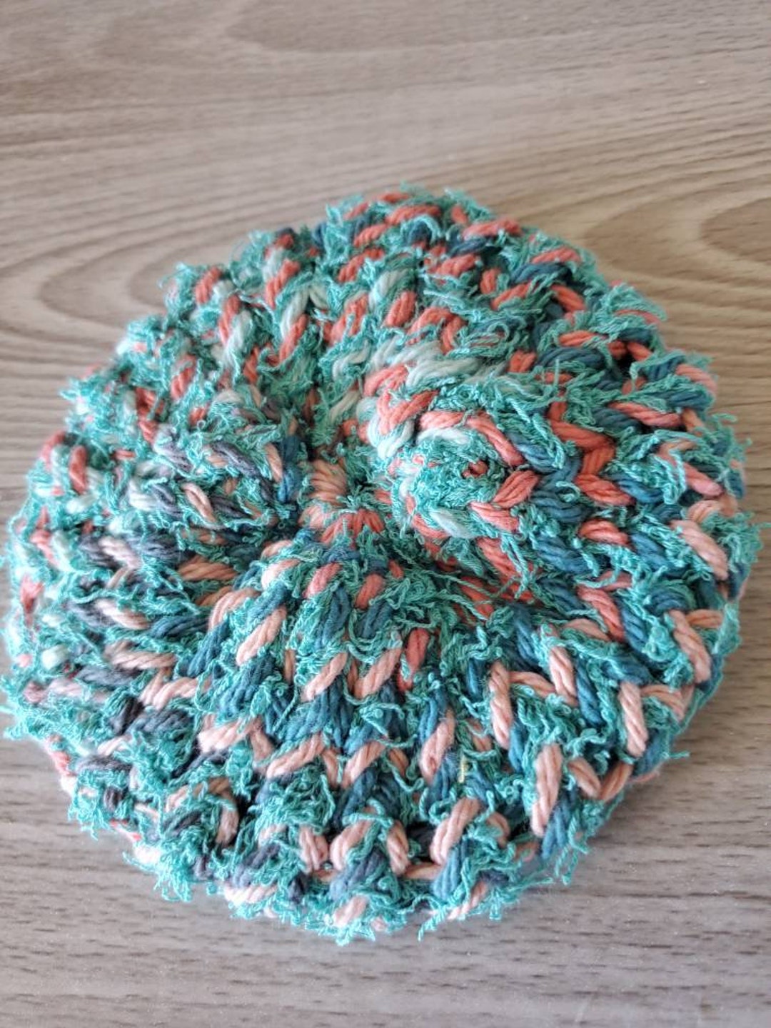 Coral Seas Ombre Scrubby Round Sponge Teal Tangerine Light - Etsy