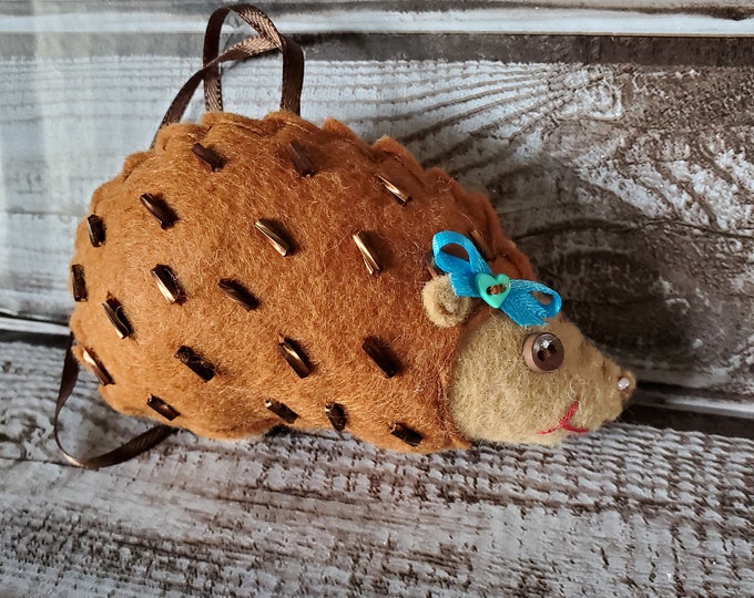 Woodland Hedgehog Ornament, Felt Hedgehog Ornament, Baby Girl Hedgehog ...