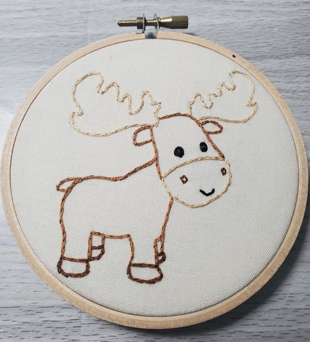 Moose Embroidery Ornament, Embroidery Moose Decor , Brown Tan Ornament ...
