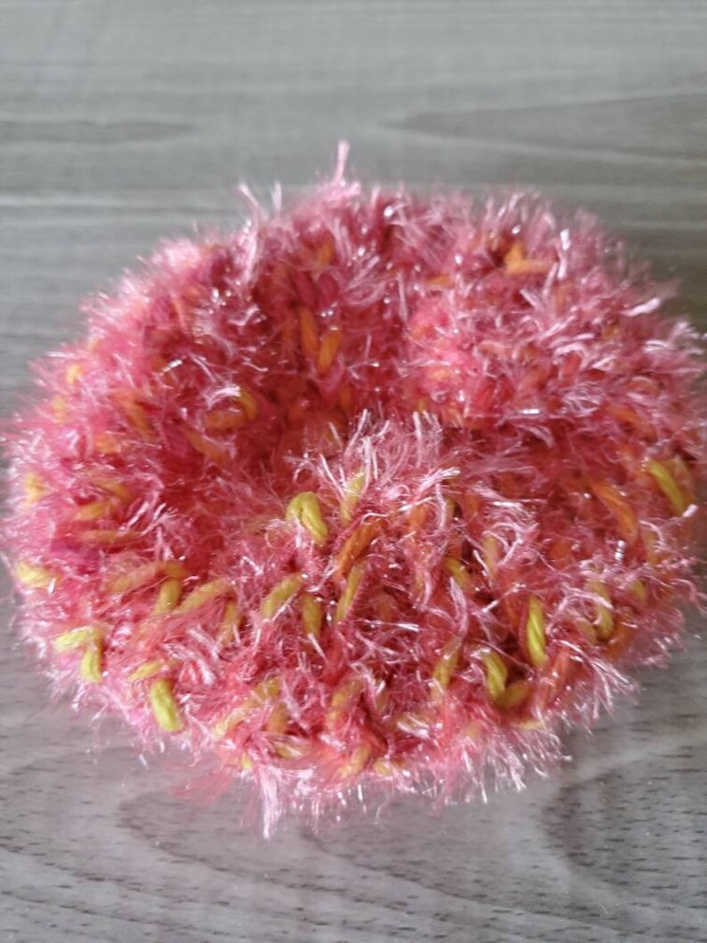 Playtime Dish Scrubber Round Kitchen Scrubby Hot Pink Yellow | Etsy