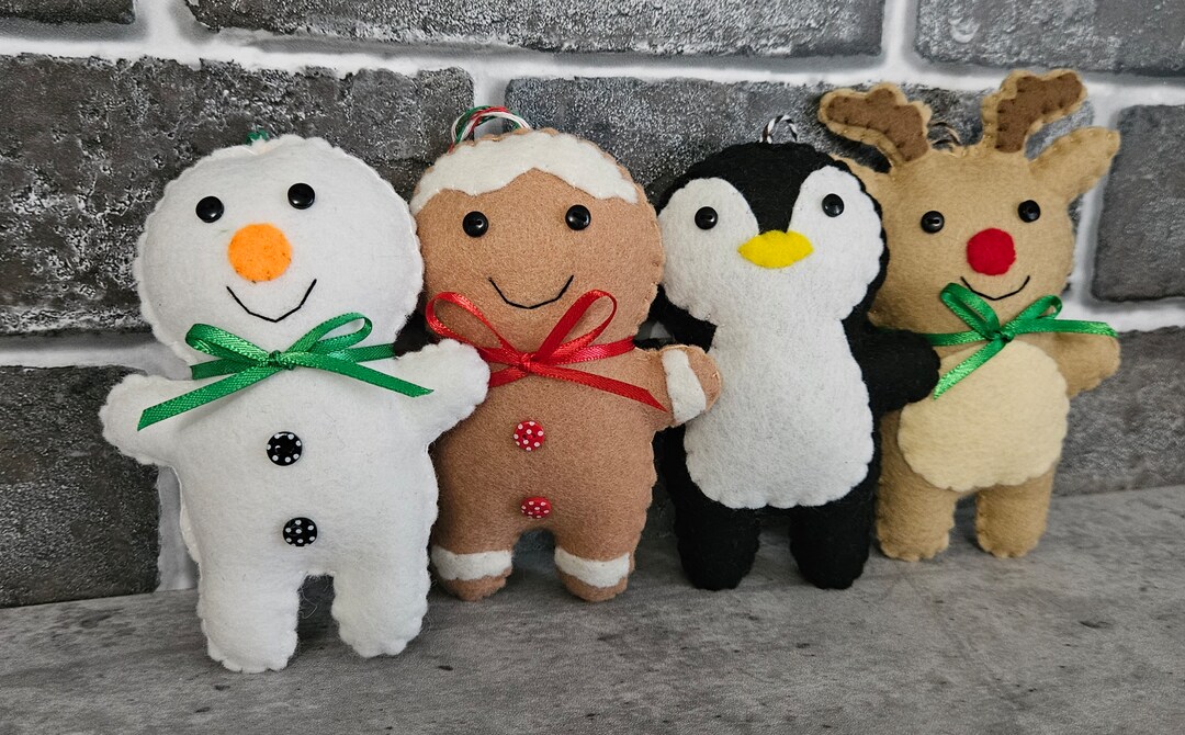 Handmade Merino Wool Felt Christmas Ornament, Snowman, Reindeer ...