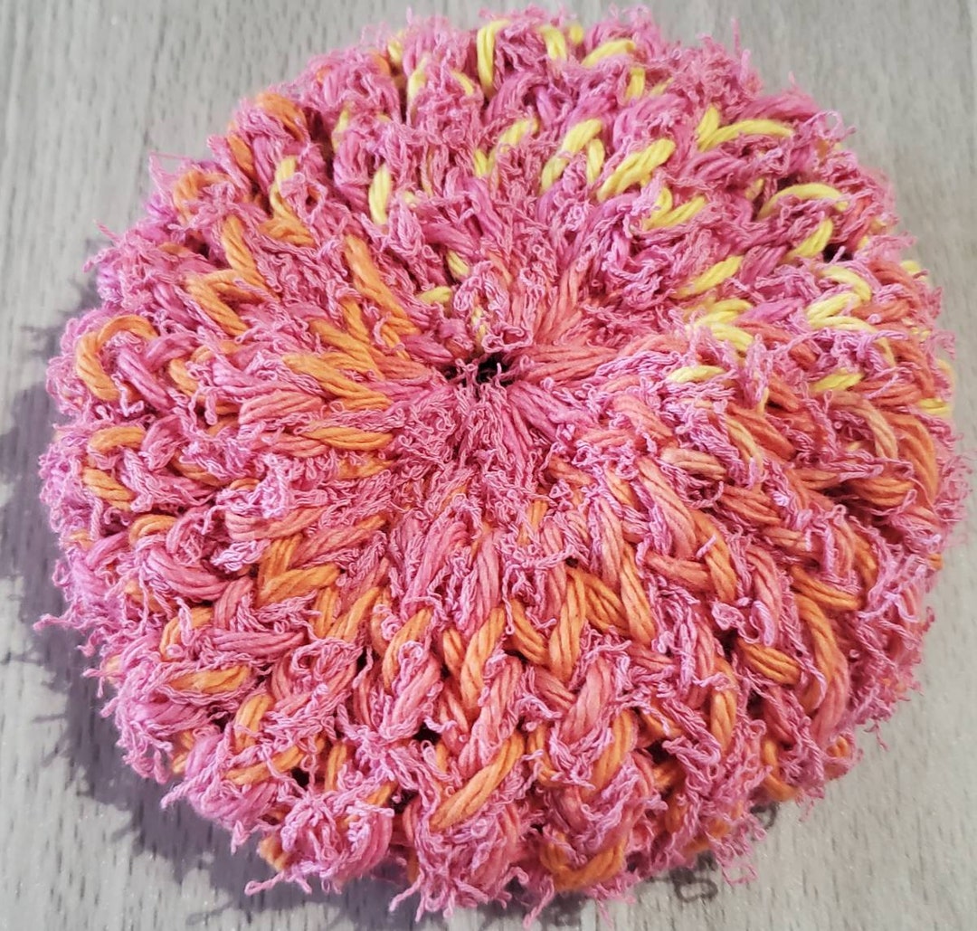 Playtime Dish Scrubber, Round Kitchen Scrubby, Hot Pink Yellow Orange ...