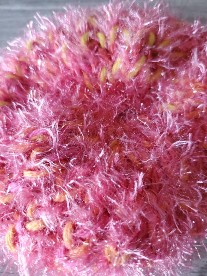 Playtime Dish Scrubber Round Kitchen Scrubby Hot Pink Yellow | Etsy