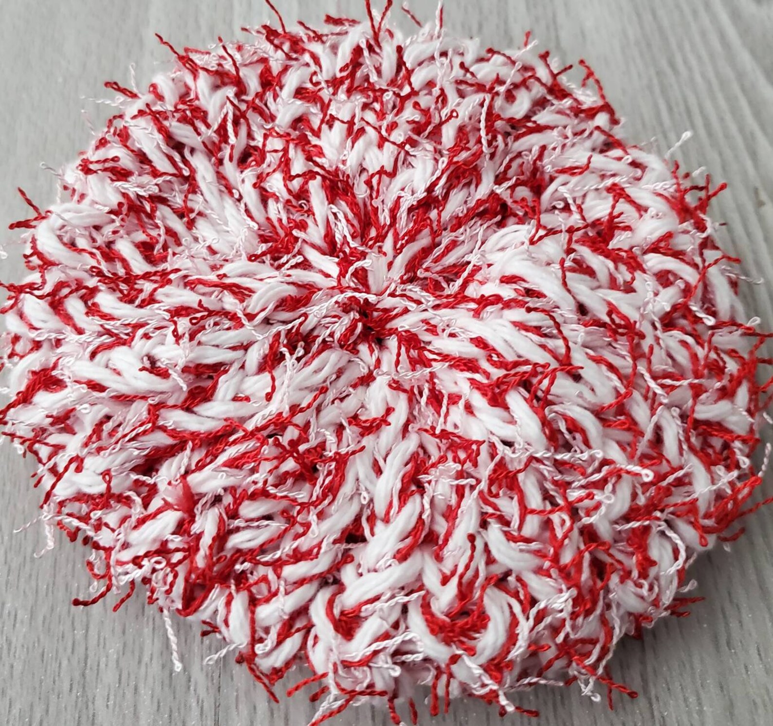 Candy Cane Scrubby Red White Scrubber Round Kitchen - Etsy