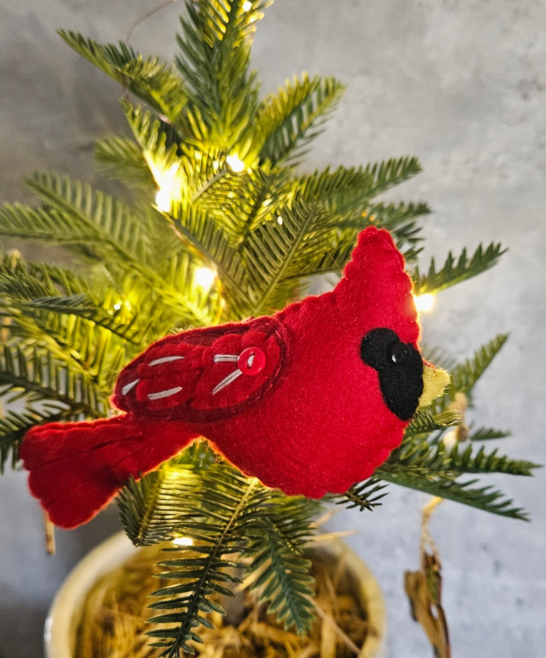 Cardinal Ornament, Christmas Cardinal Red Black, Merino Wool Felt ...
